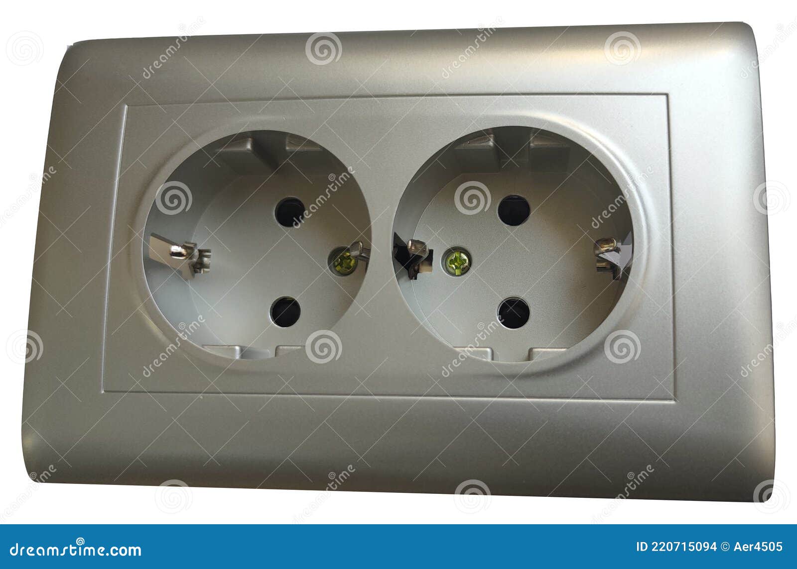 Double Internal Socket with Ground Silver Color Stock Photo - Image of ...