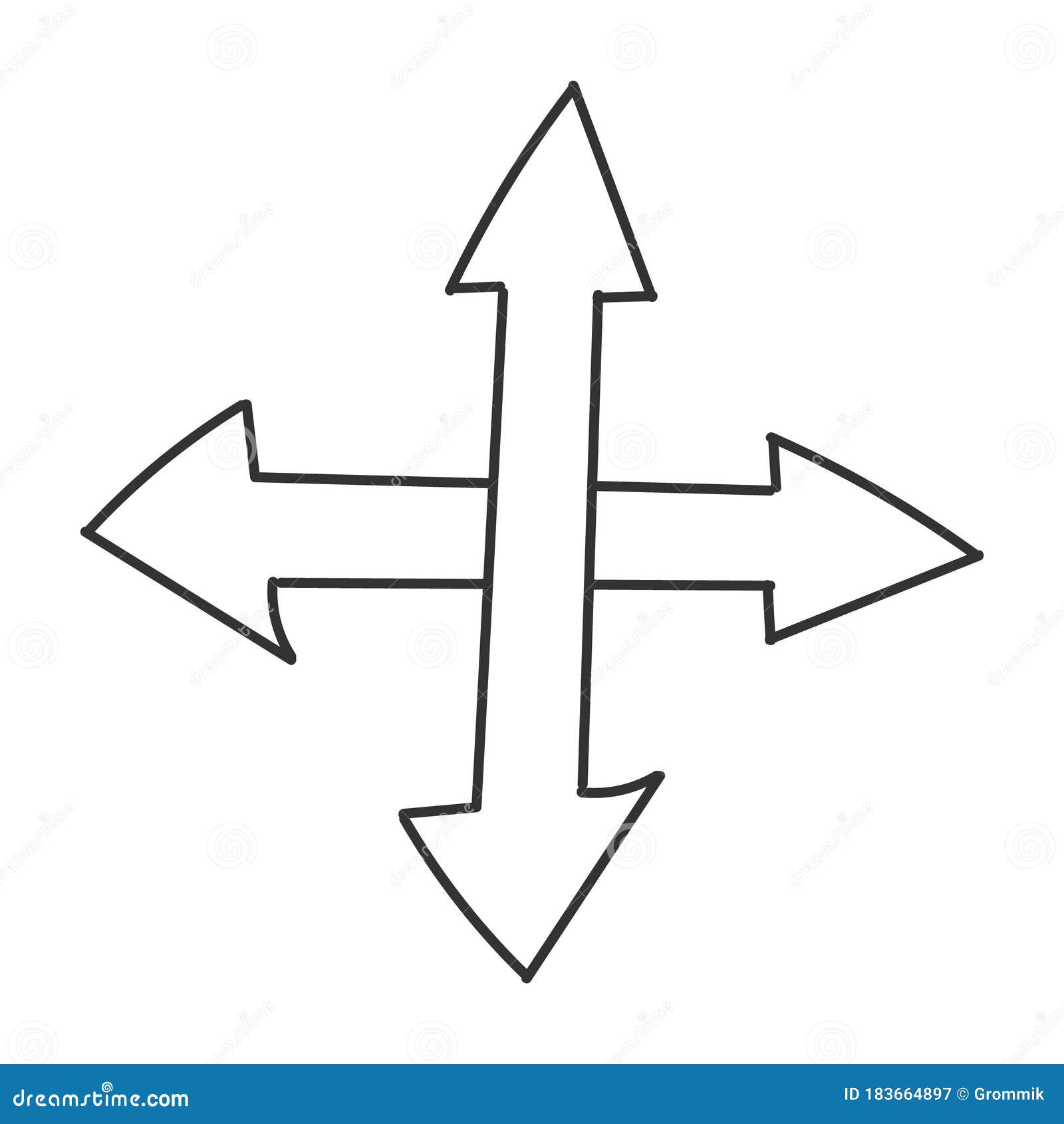 Double Intersecting Arrow in the Doodle Style. Vector Drawing for ...