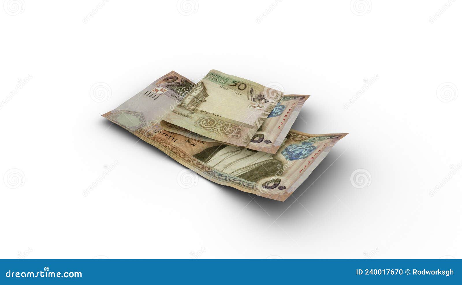 Double 50 Jordanian Dinar Notes with Shadows Stock Illustration ...