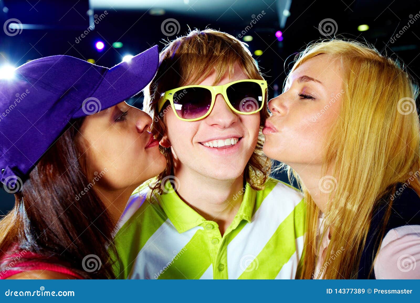 Double kiss stock image. Image of enjoyment, glamorous - 14377389