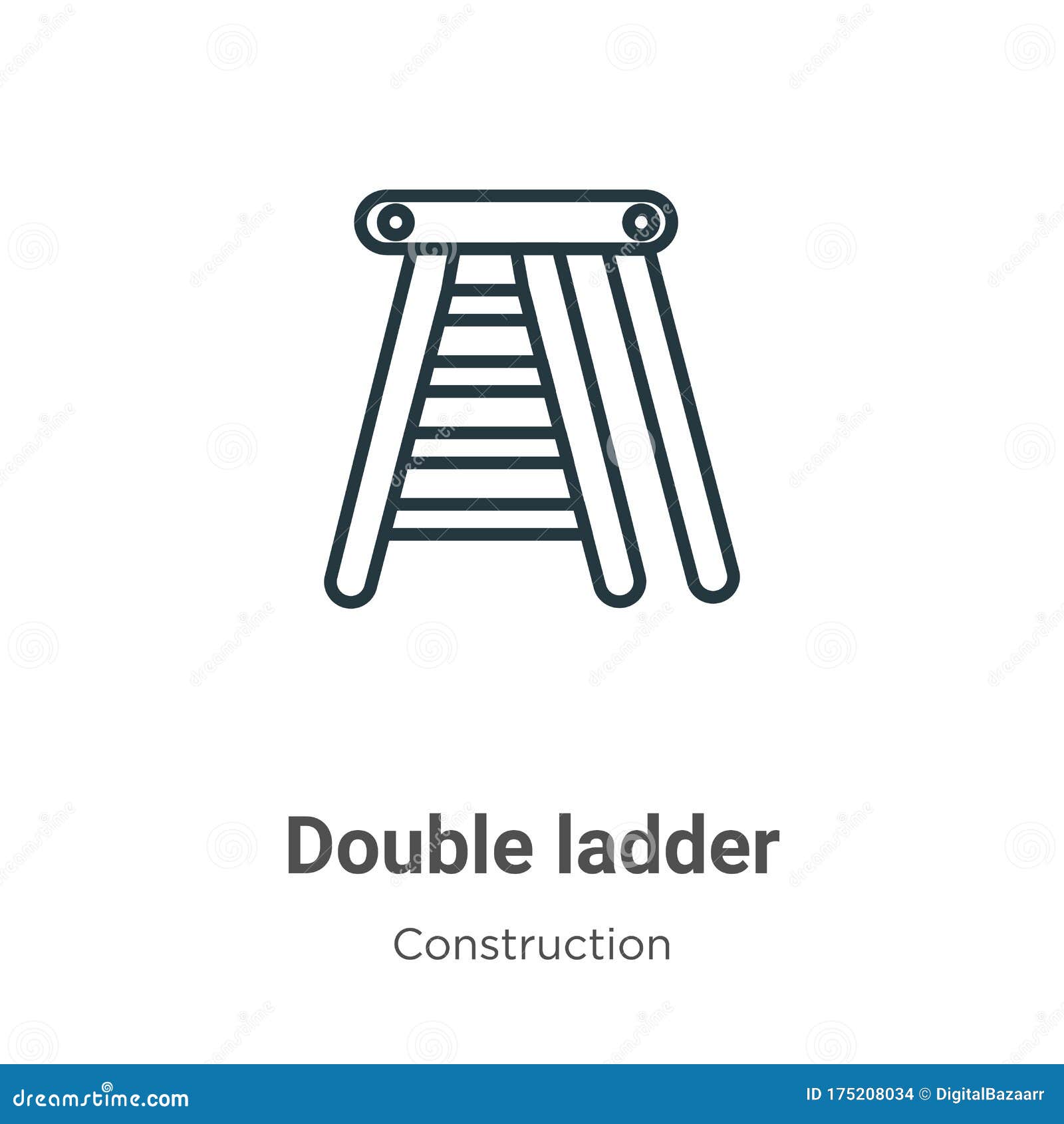 Double Ladder Outline Vector Icon. Thin Line Black Double Ladder Icon ...