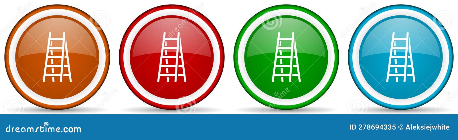 Double Ladder, Step, Climb, Tool, Level Glossy Icons, Set of Modern ...