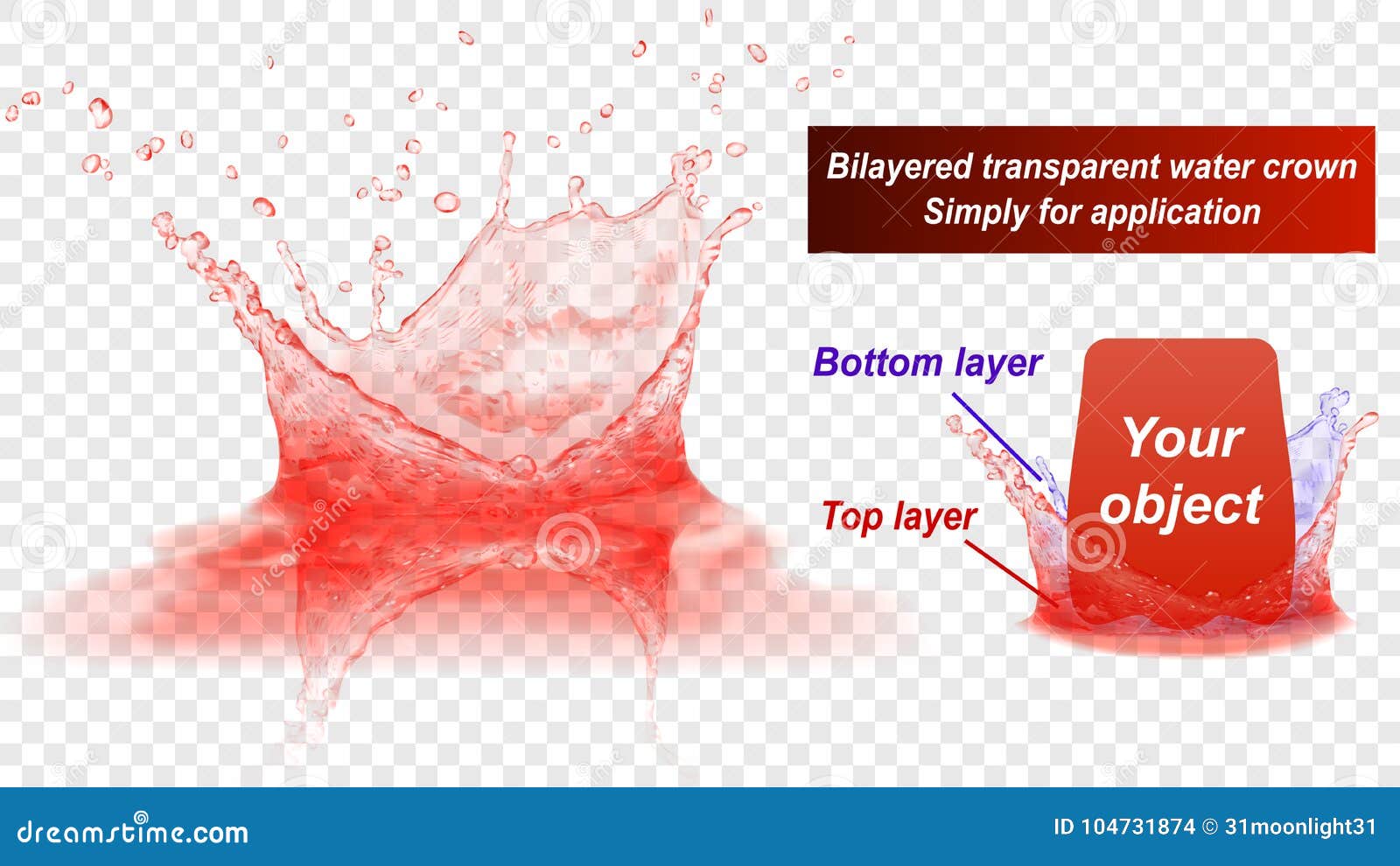 Double Layer Water Splash Crown with Reflection Stock Vector ...