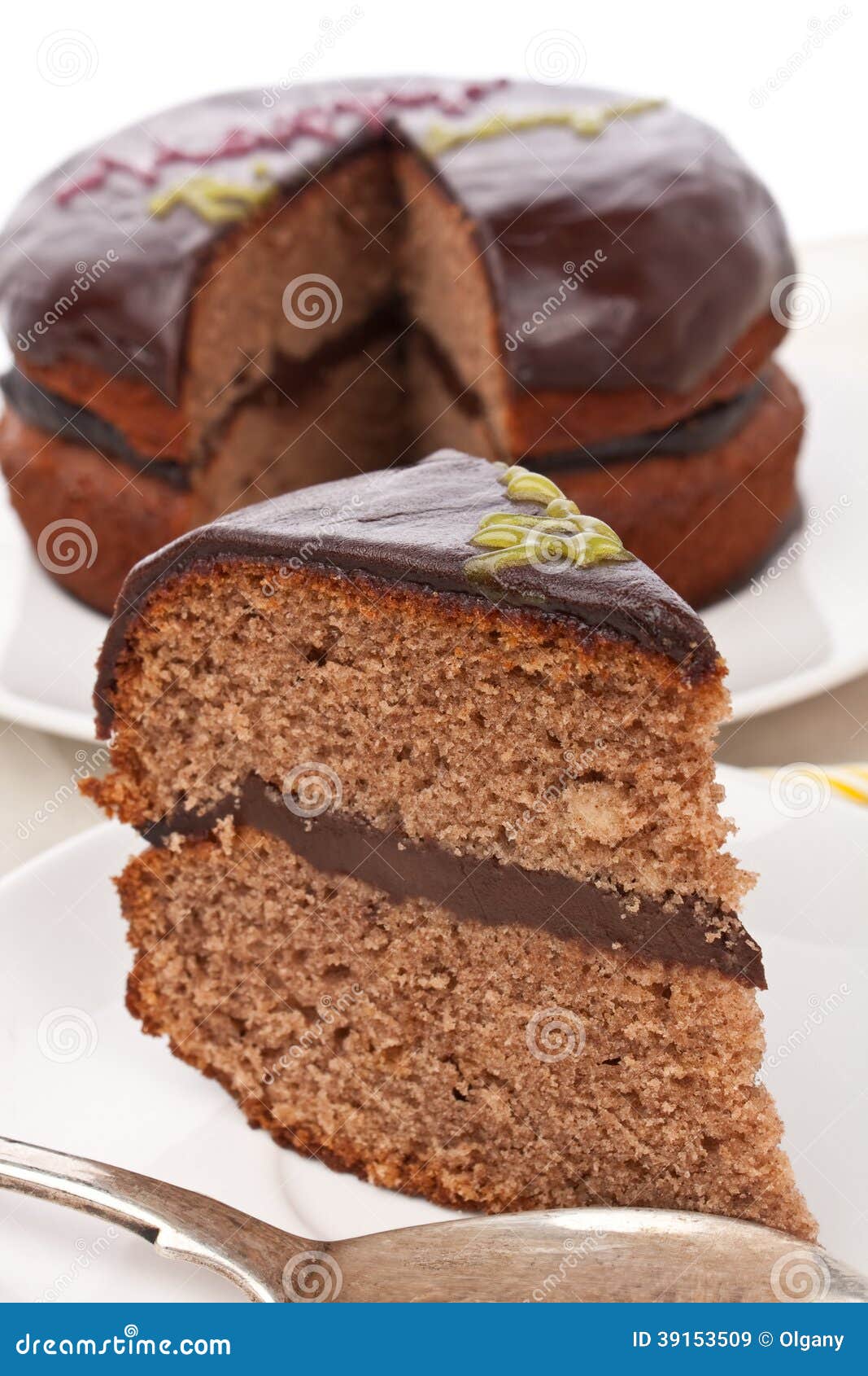 Double Layered Chocolate Cake Stock Image - Image of double, icing ...