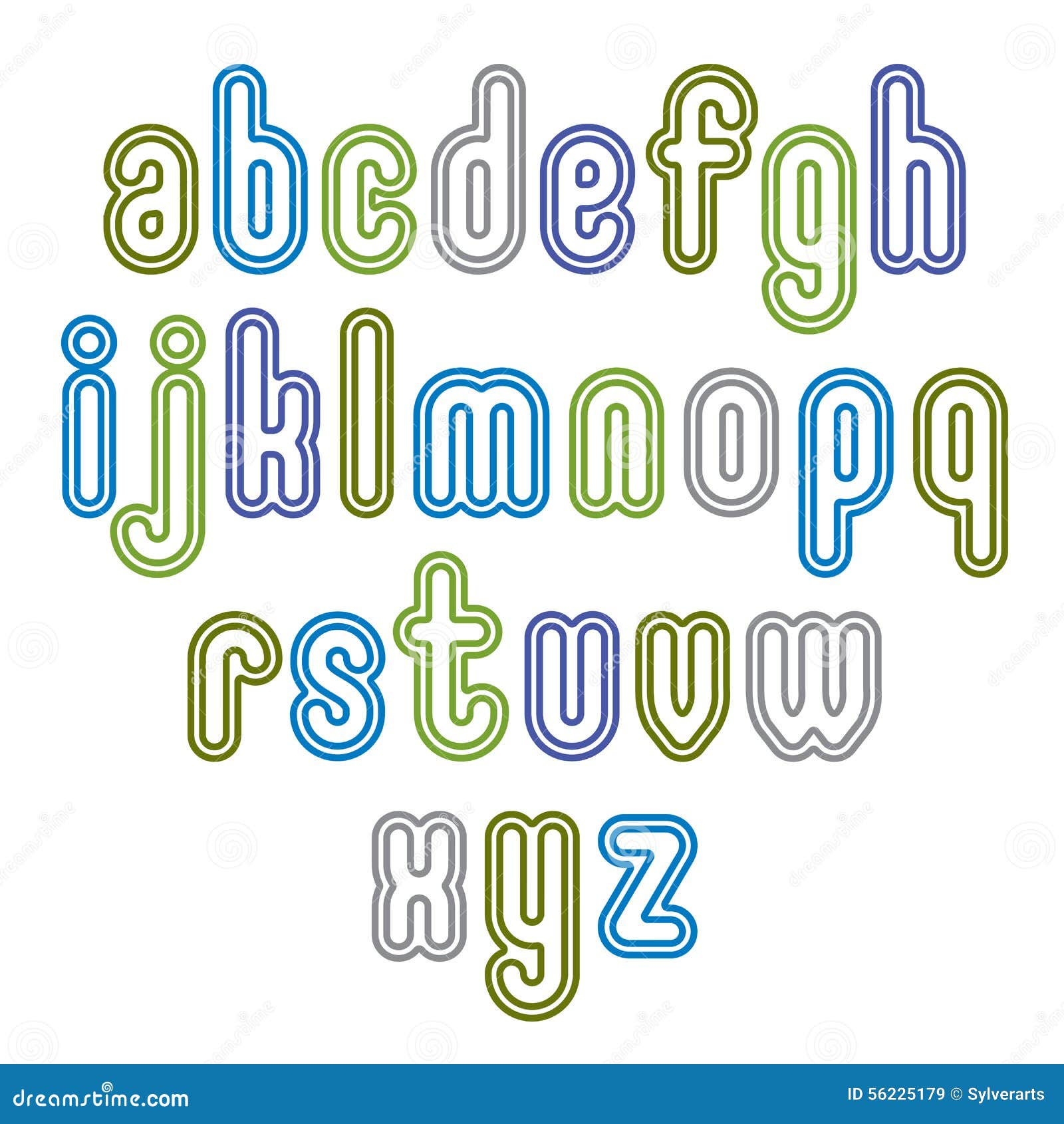 Double Light Green Lowercase Letters Isolated on White Stock Vector ...