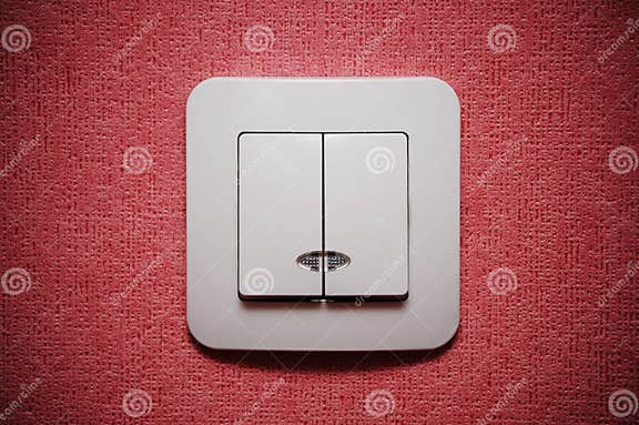 Double Light Switch Against Red Wall Stock Image - Image of control ...