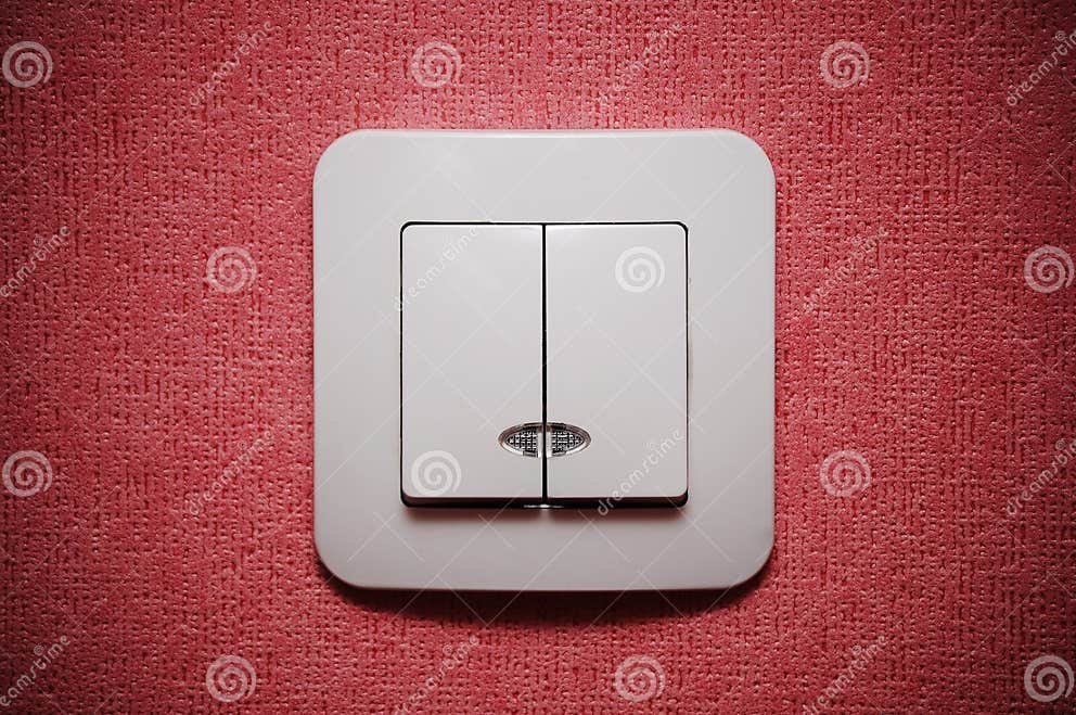 Double Light Switch Against Red Wall Stock Image - Image of control ...