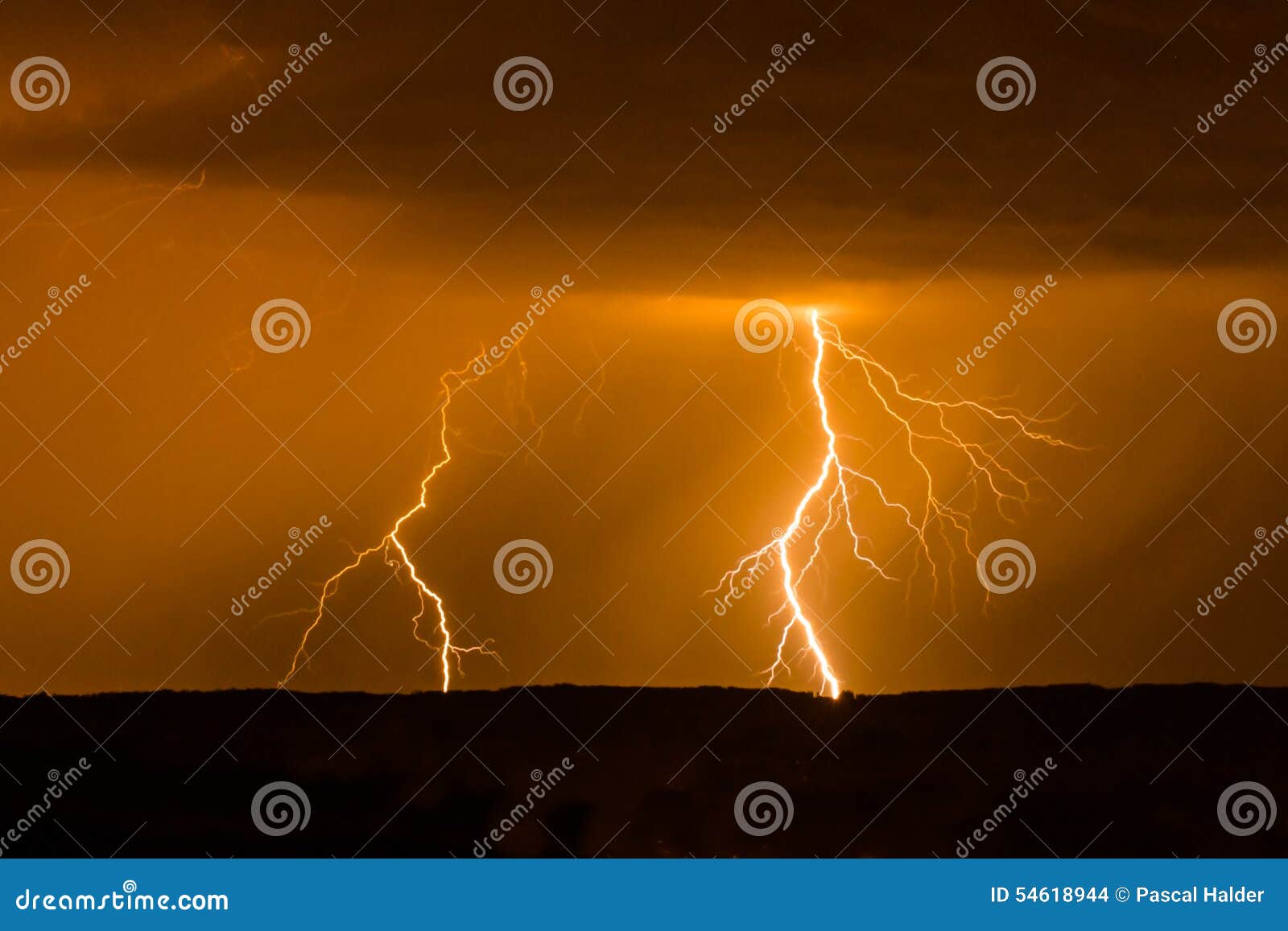Double Lightning during Storm Stock Photo - Image of powerful ...