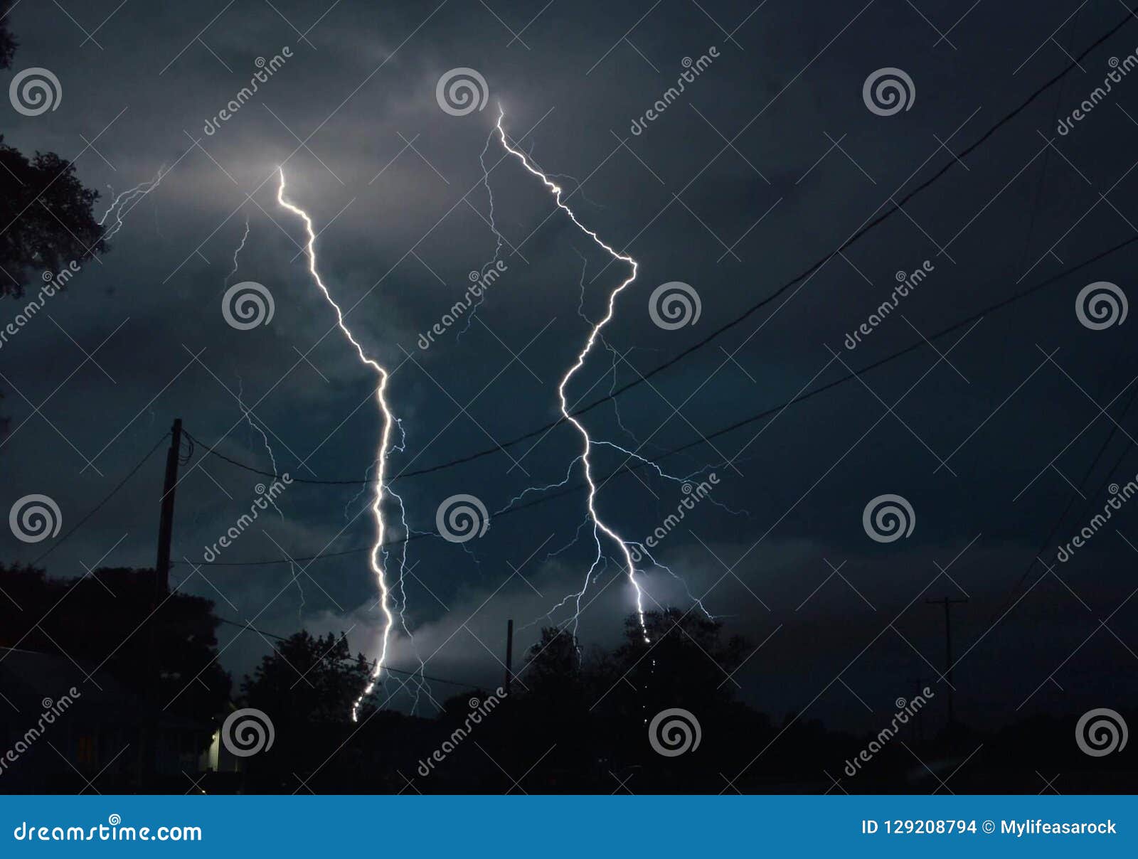 Double lightning strike stock photo. Image of strike - 129208794