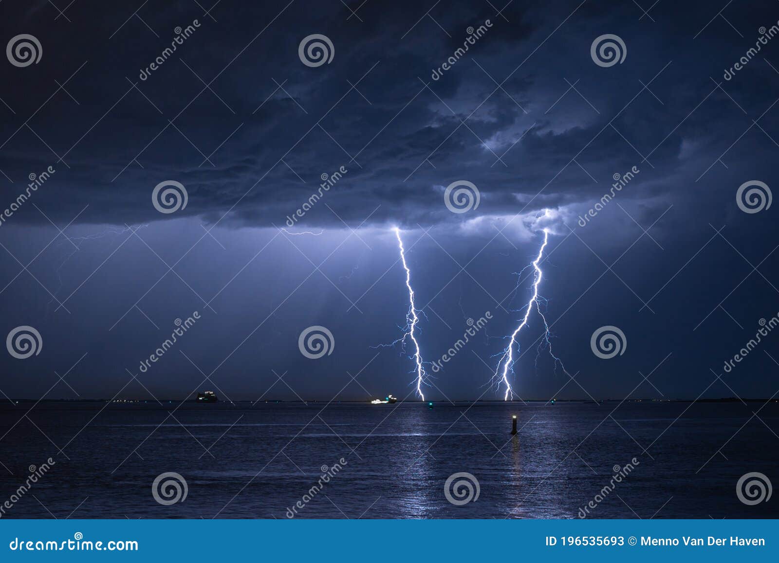 Double Lightning Strike in the Water of a River Stock Image - Image of ...