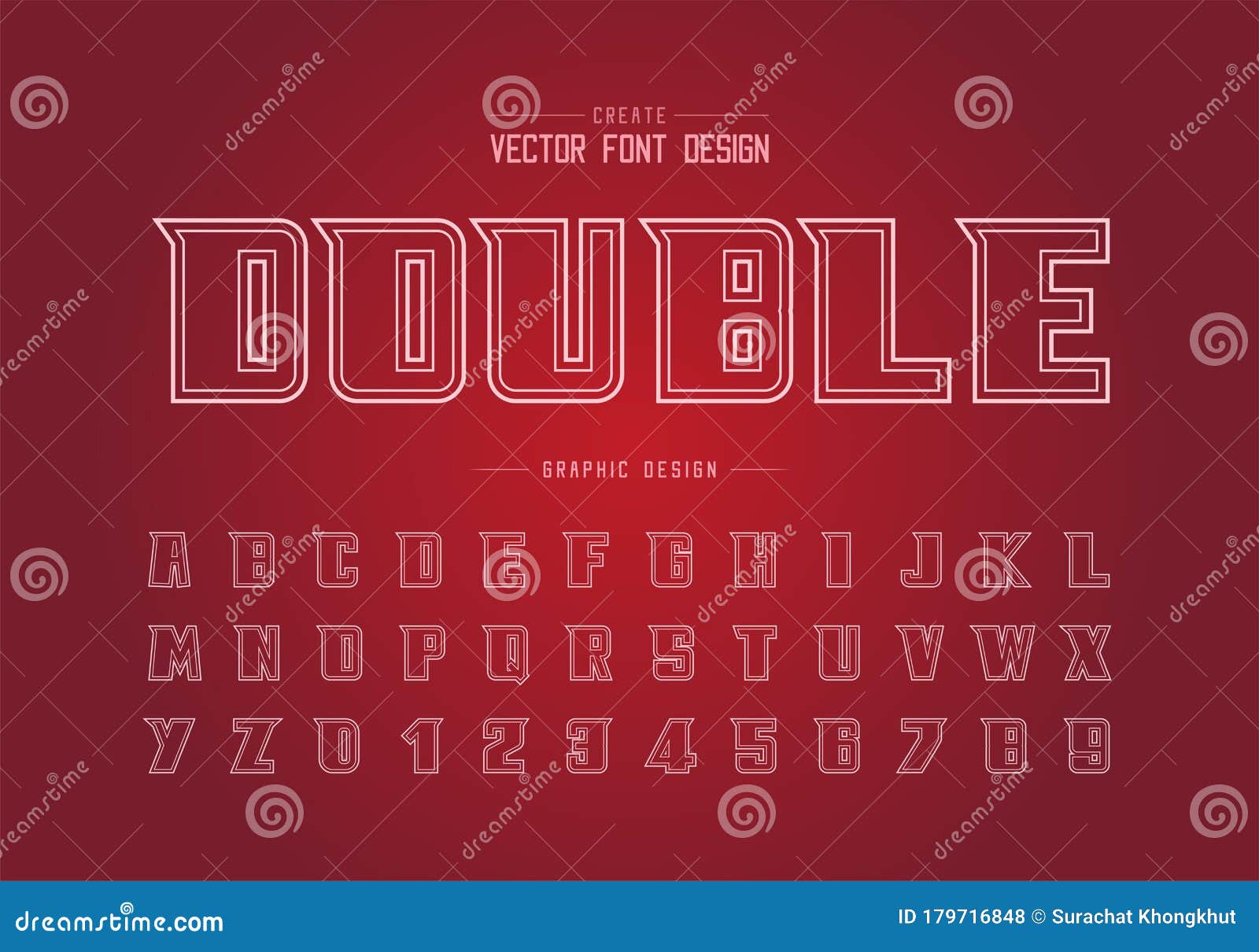 Double Line Font and Bold Alphabet Vector, Modern Typeface and Letter ...