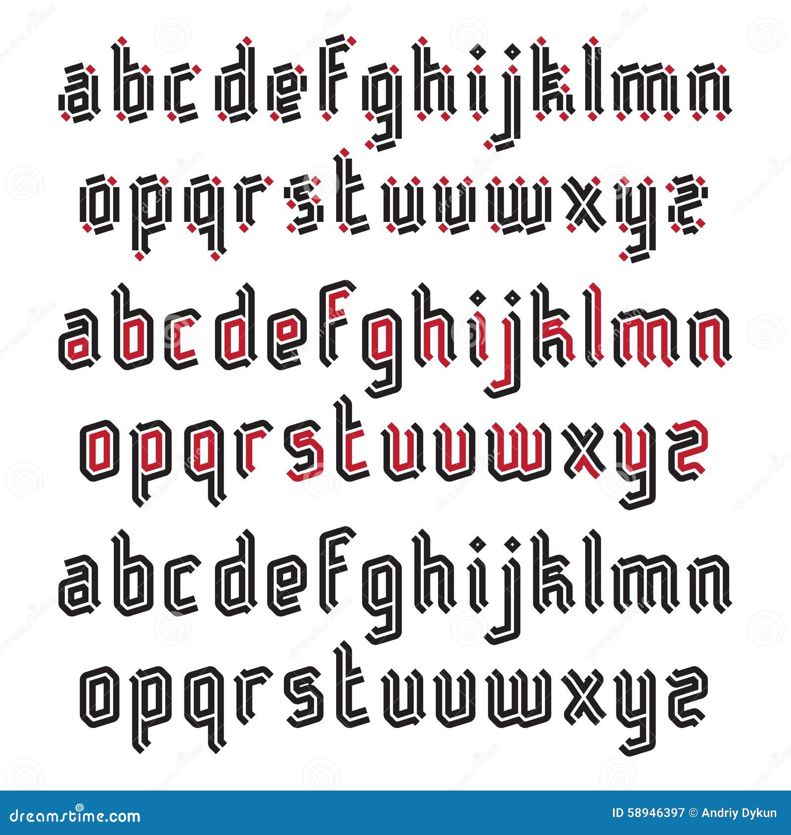 Double Line Retro Style Trendy Font. Cartoon Vector | CartoonDealer.com ...