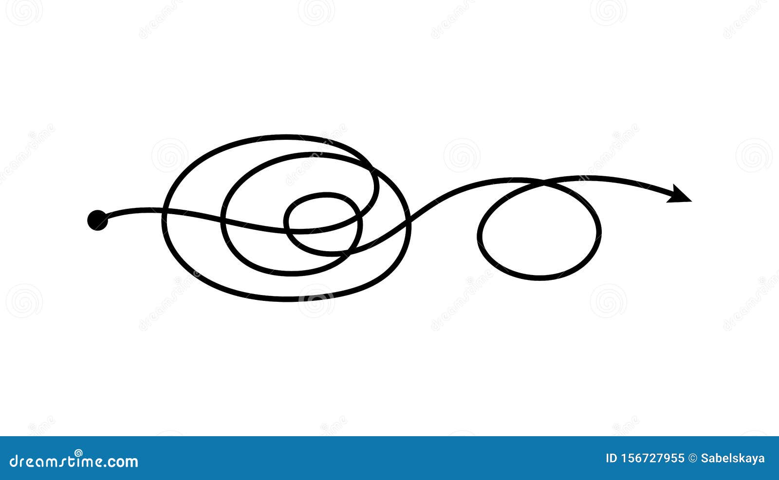 Double Loop Tangled Arrow Line Going from One Point in Tangle Scribble ...