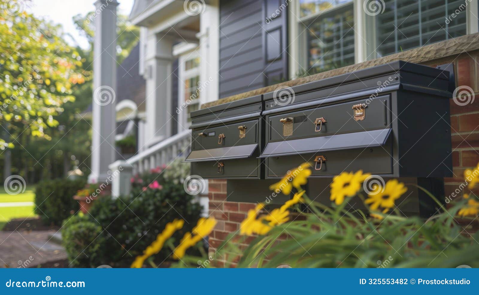 Double Mailboxes on Brick Wall Stock Photo - Image of metal, summer ...
