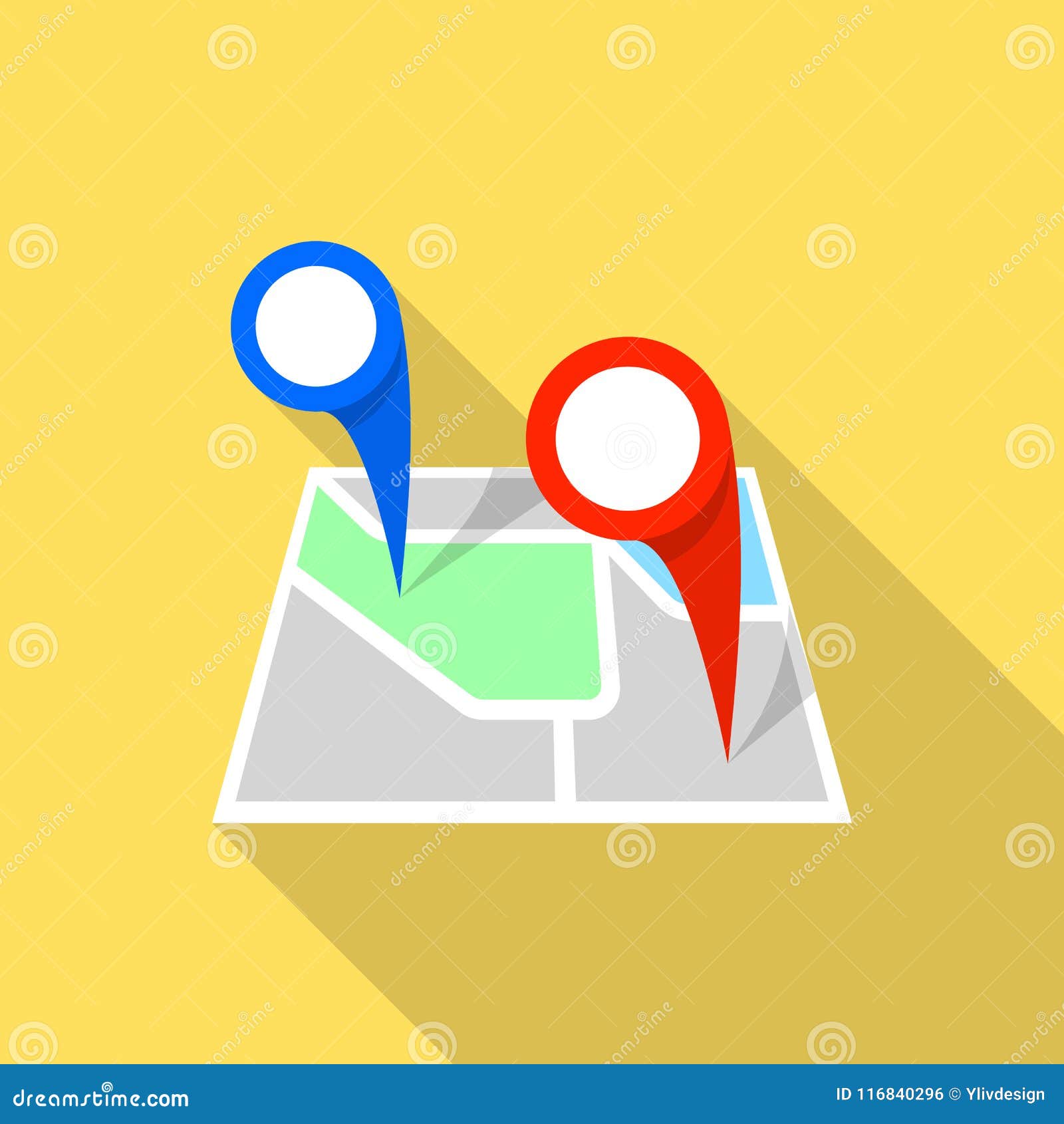 Double Map Pin Icon, Flat Style Stock Vector - Illustration of pointer ...