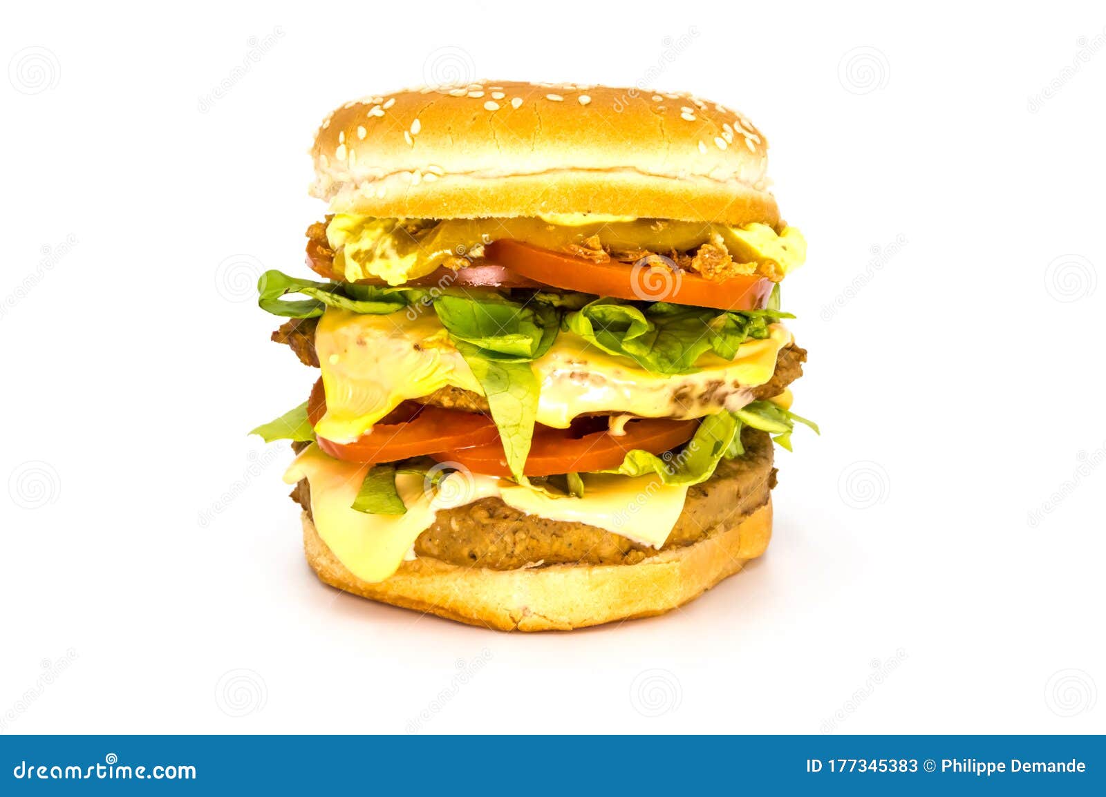Double Meat and Cheese Burger Stock Image - Image of cheddar ...