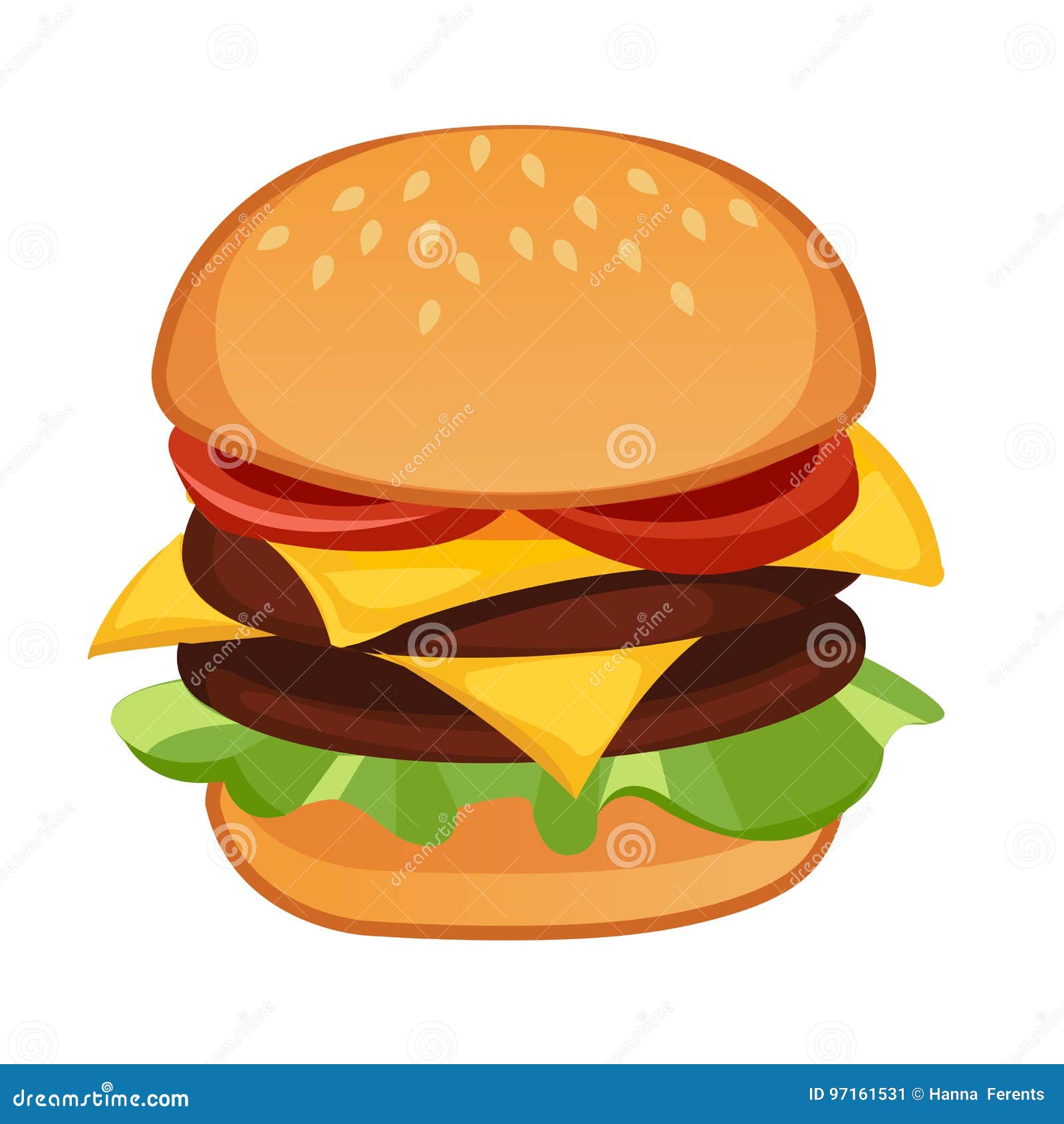Double meat hamburger stock illustration. Illustration of nutrition ...