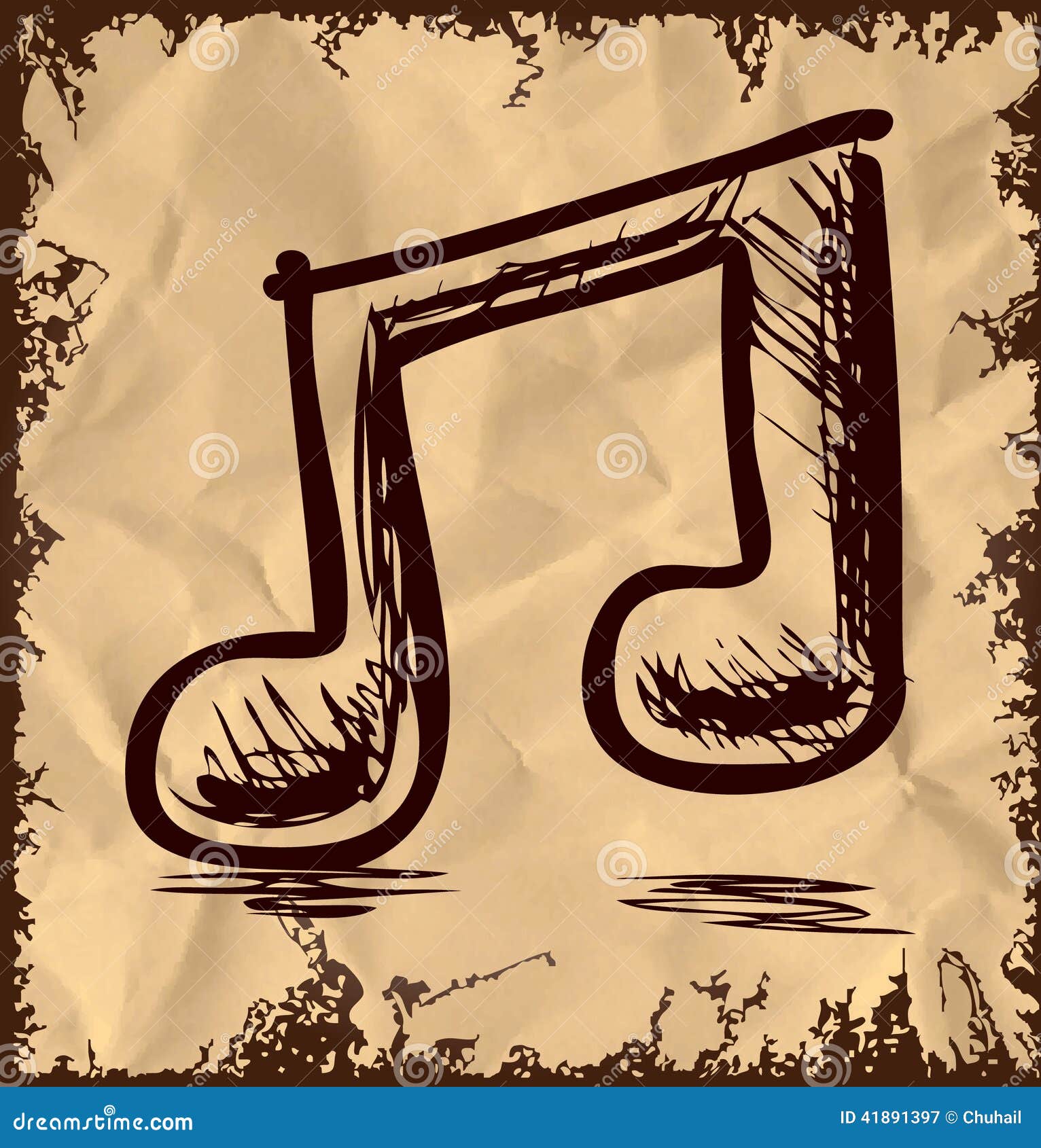 Double Music Note on Vintage Background Stock Vector - Illustration of ...