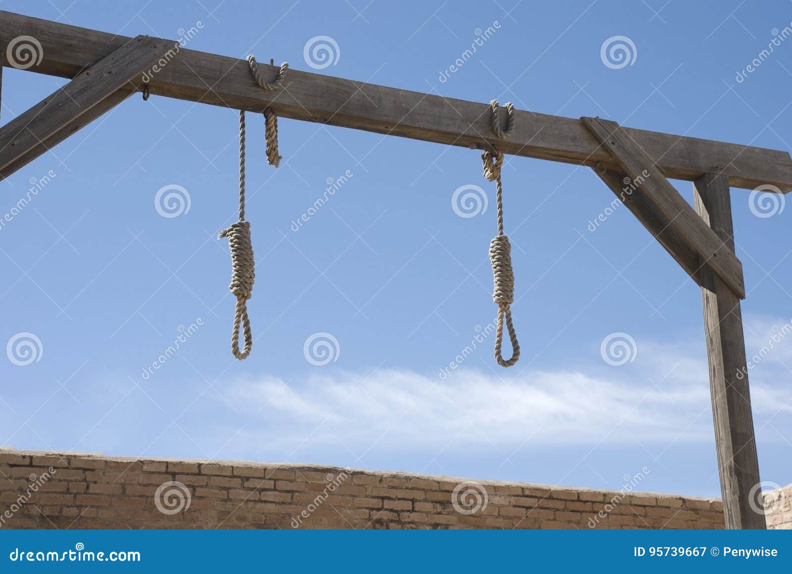 Double Nooses in Gallows stock image. Image of hang, wooden - 95739667