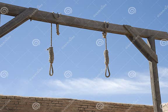 Double Nooses in Gallows stock image. Image of hang, wooden - 95739667