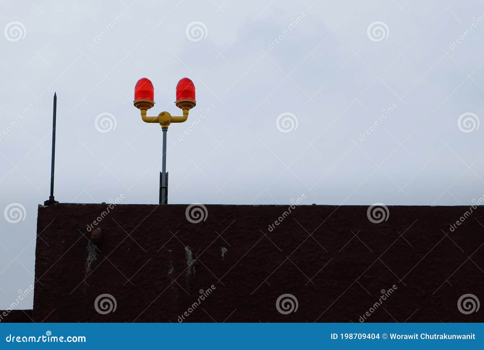 Double Obstruction Light on Rooftop Tower on a Day when the Sky is ...