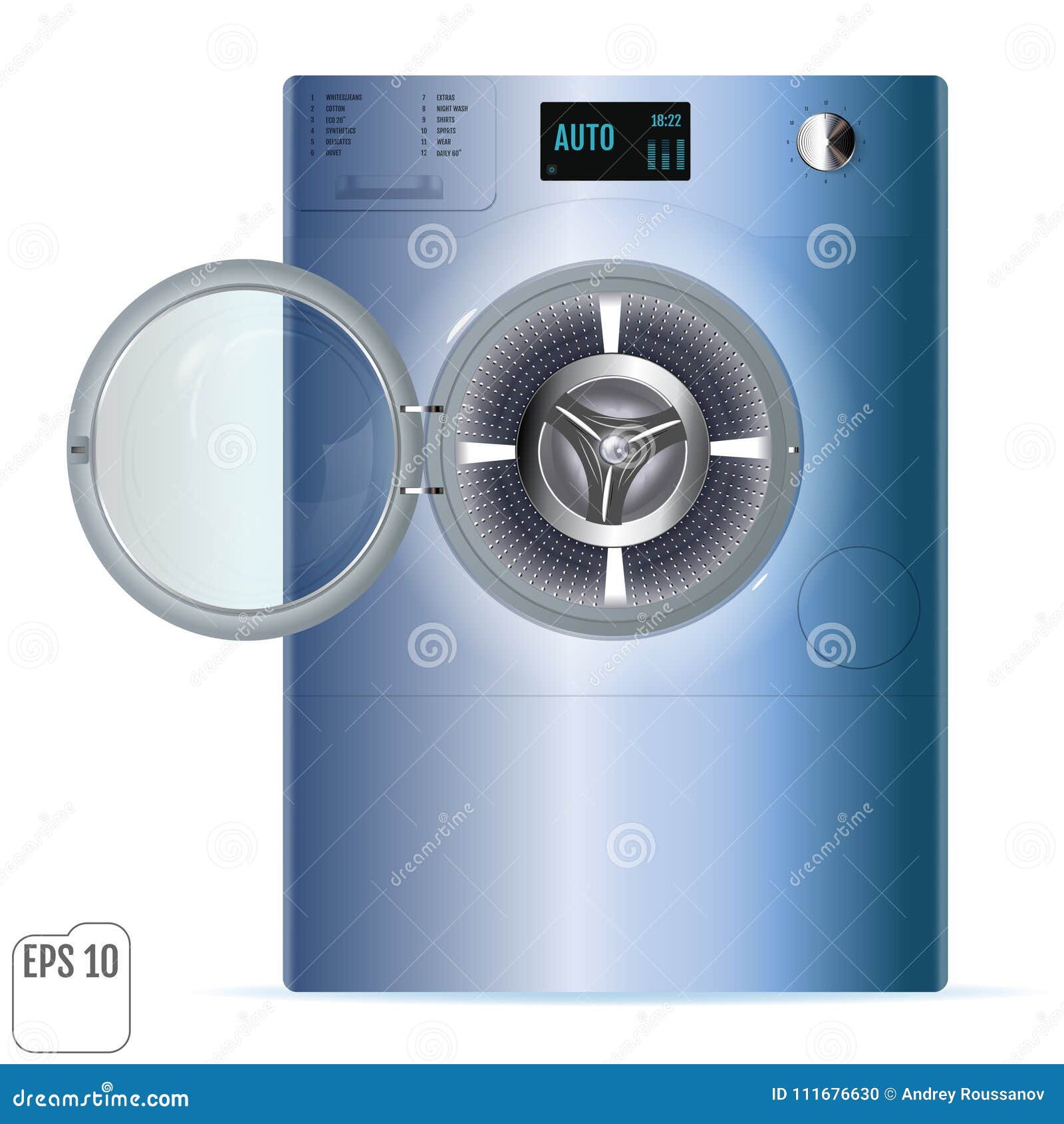 Double Open Washing Machine On White Background. Vector Drawing ...