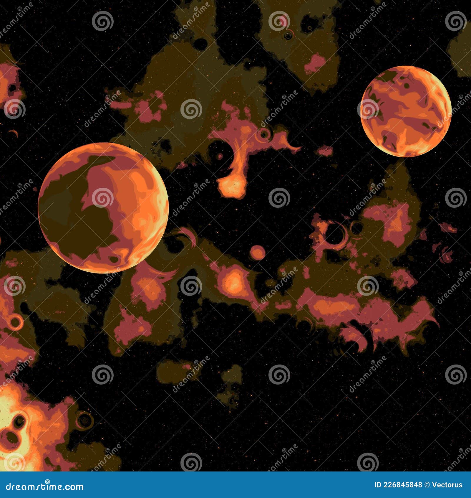 Double Orange Planets Color Tones Combination Space Background Stock ...