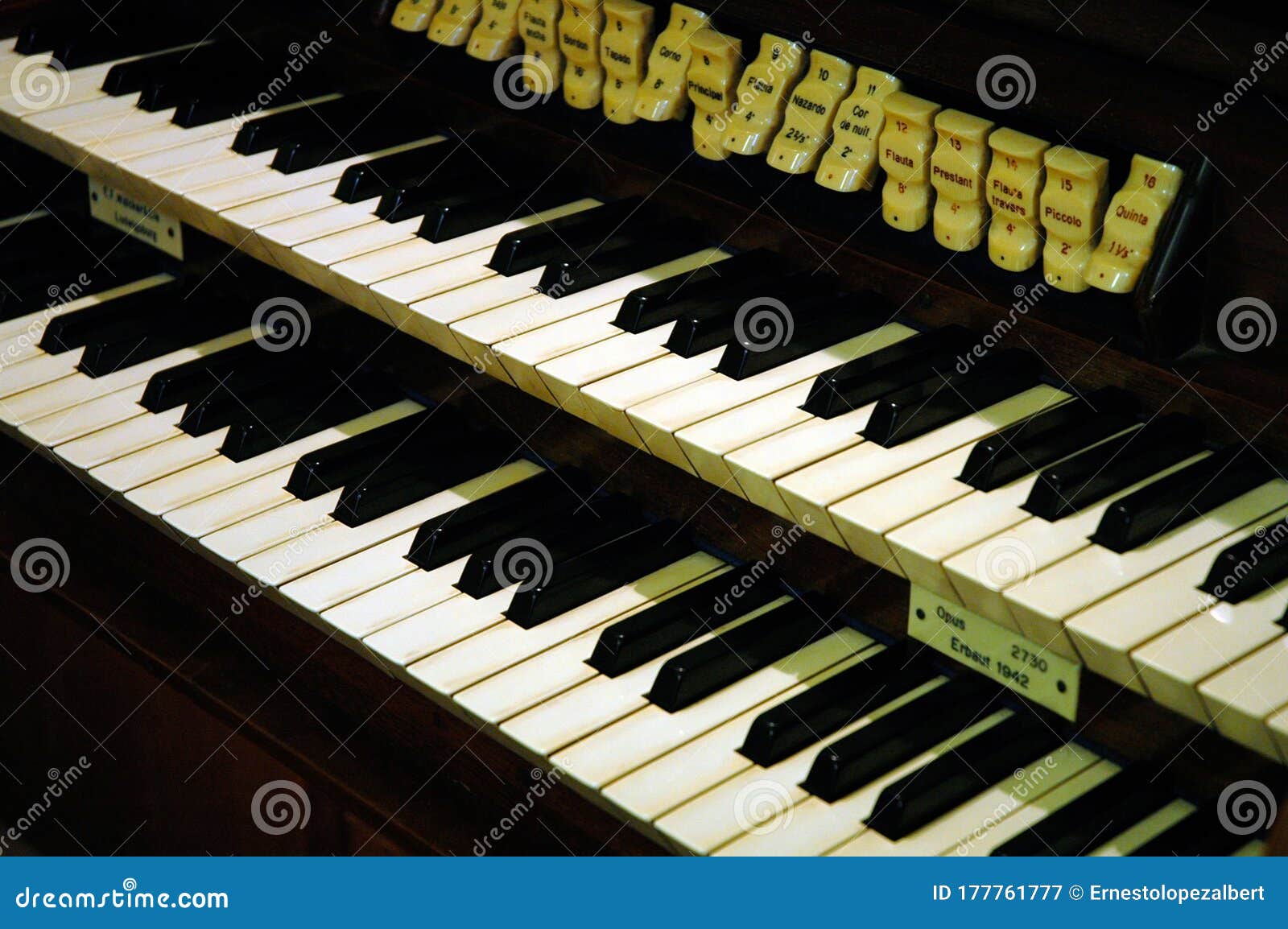 Double Organ Keyboard of a Church Stock Image - Image of chorus ...