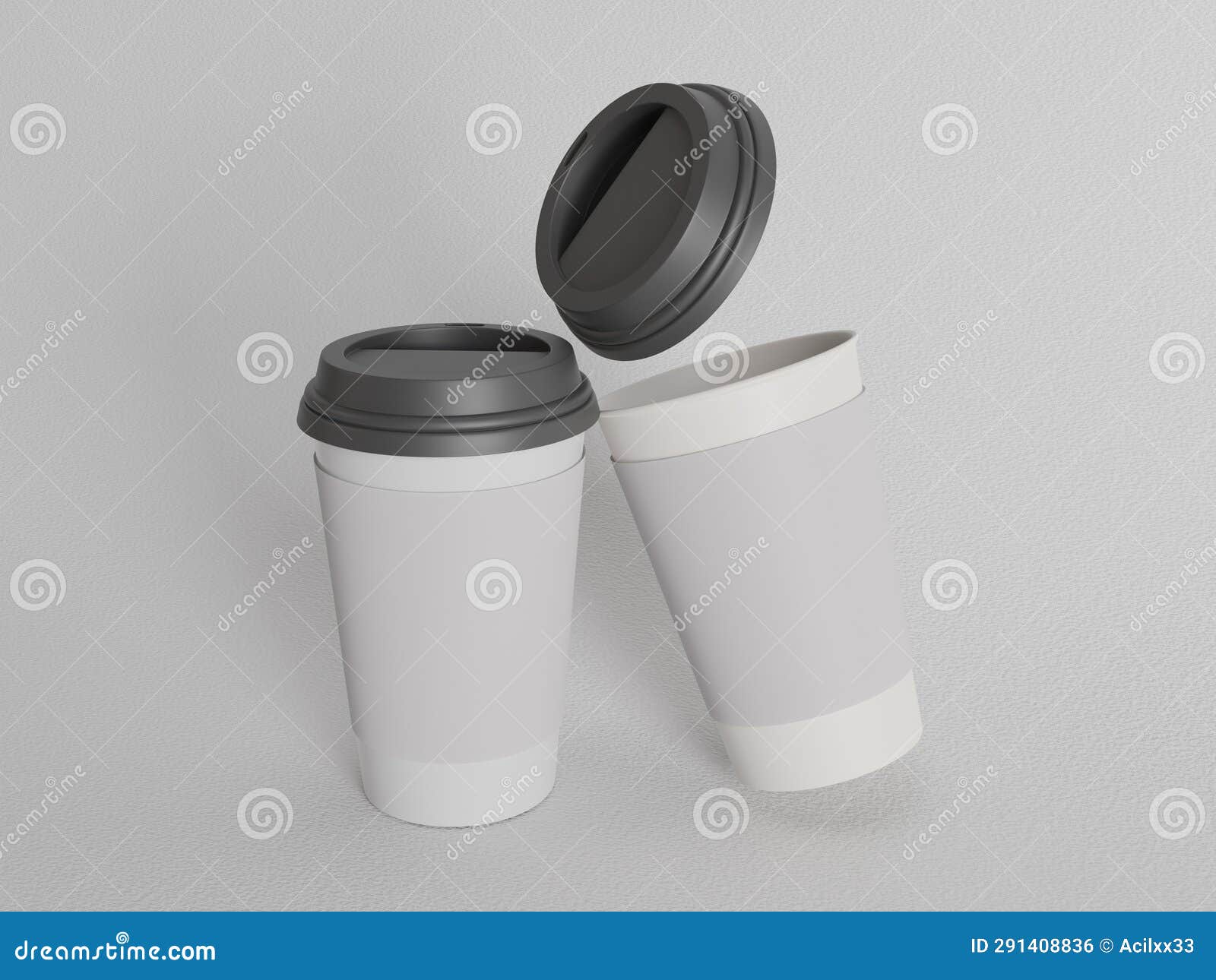 Double Paper Cup on Grey Background, Isolated, Perspective View. for ...