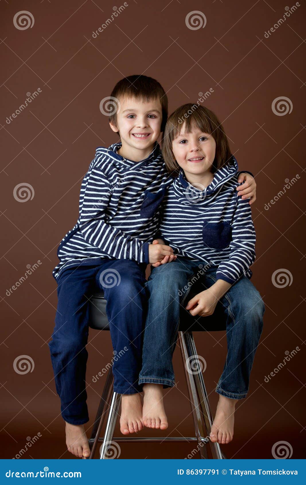 Double Portrait of Two Boys, Brothers Stock Image - Image of emotions ...