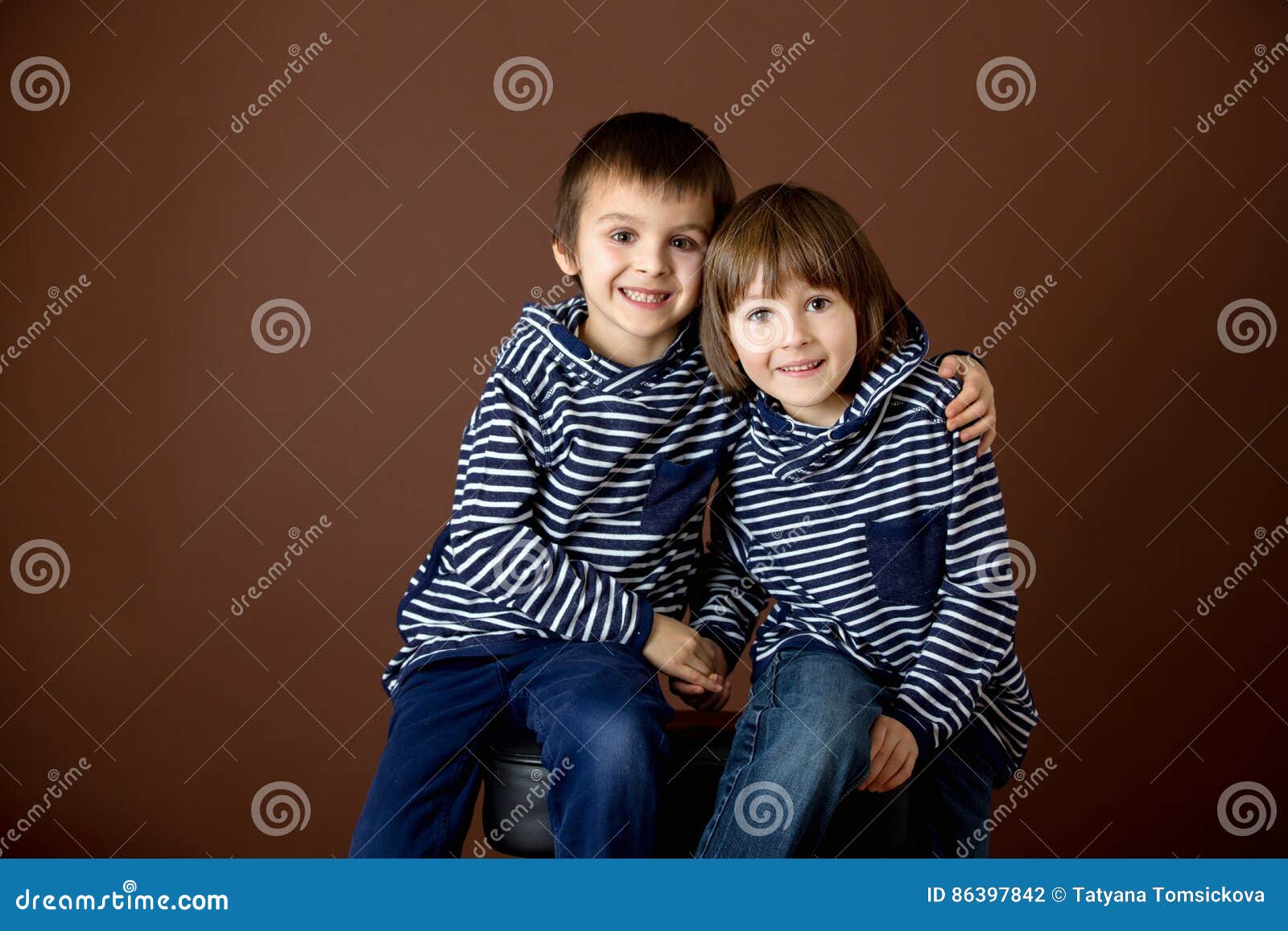 Double Portrait of Two Boys, Brothers Stock Photo - Image of smiling ...