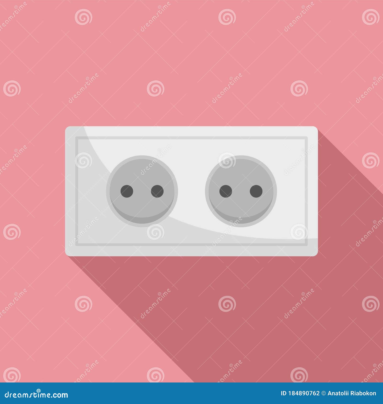 Double Power Socket Icon, Flat Style Stock Vector - Illustration of ...