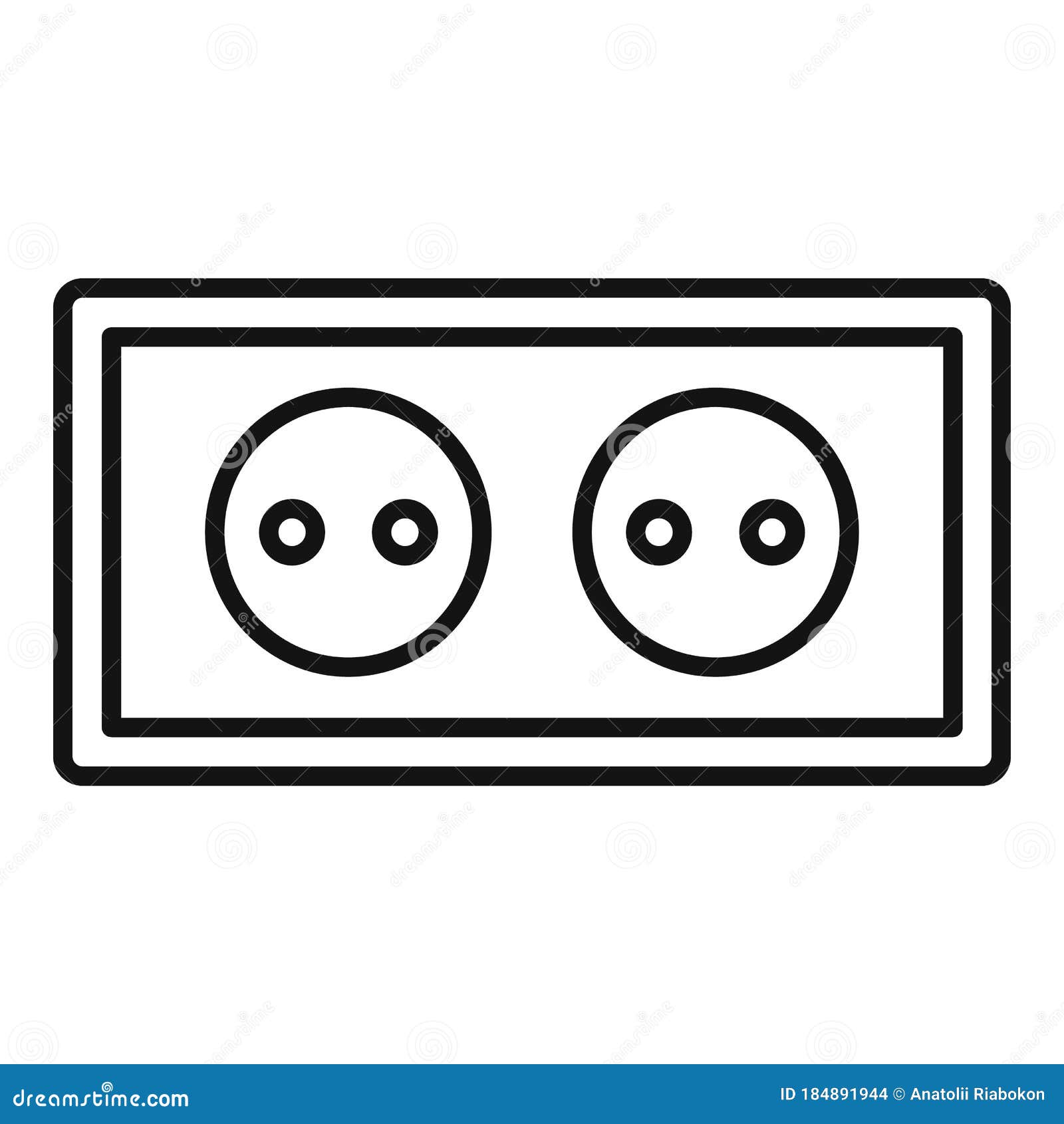 Double Power Socket Icon, Outline Style Stock Vector - Illustration of ...