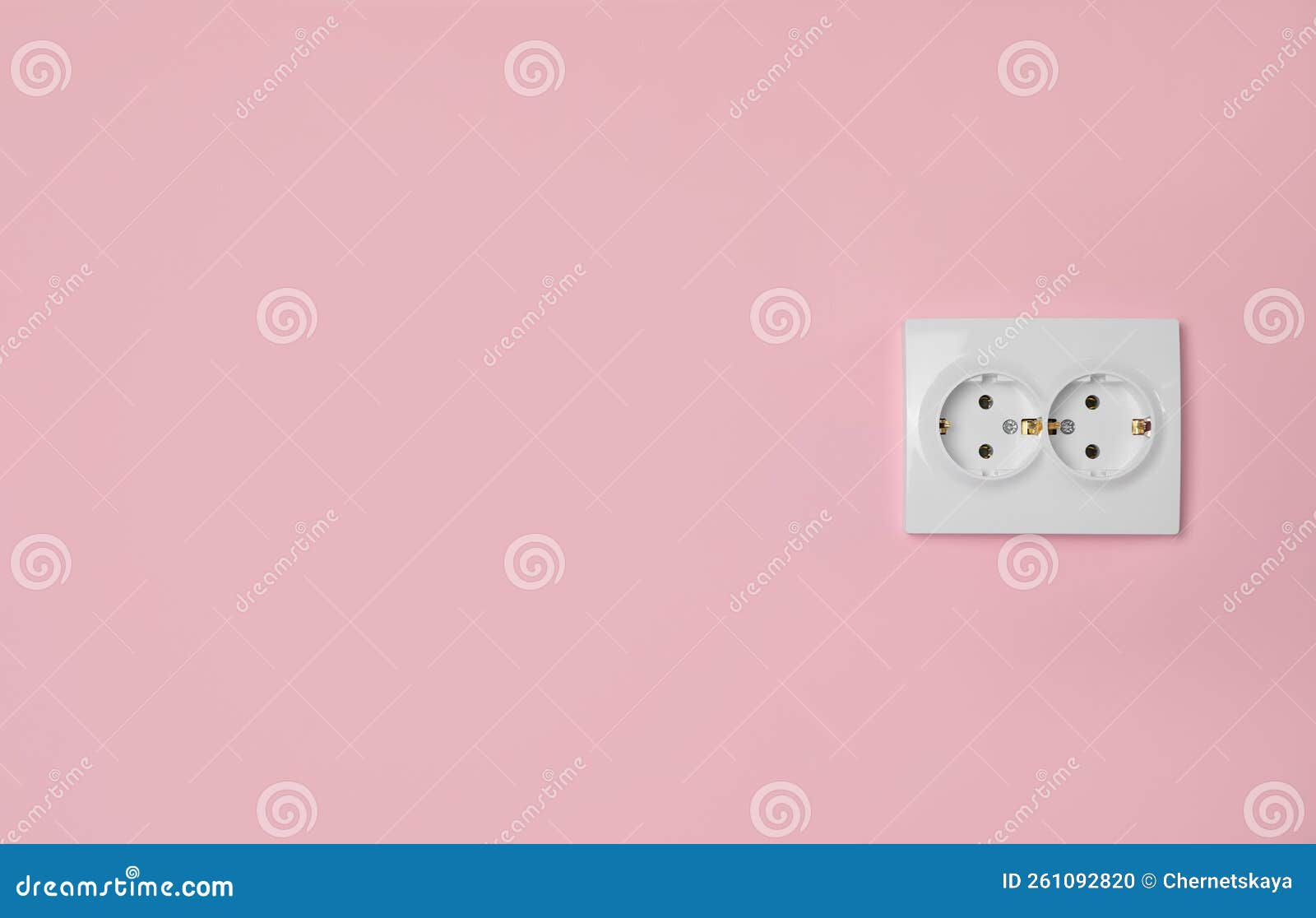 Double Power Socket on Pink Wall, Space for Text. Electrical Supply ...