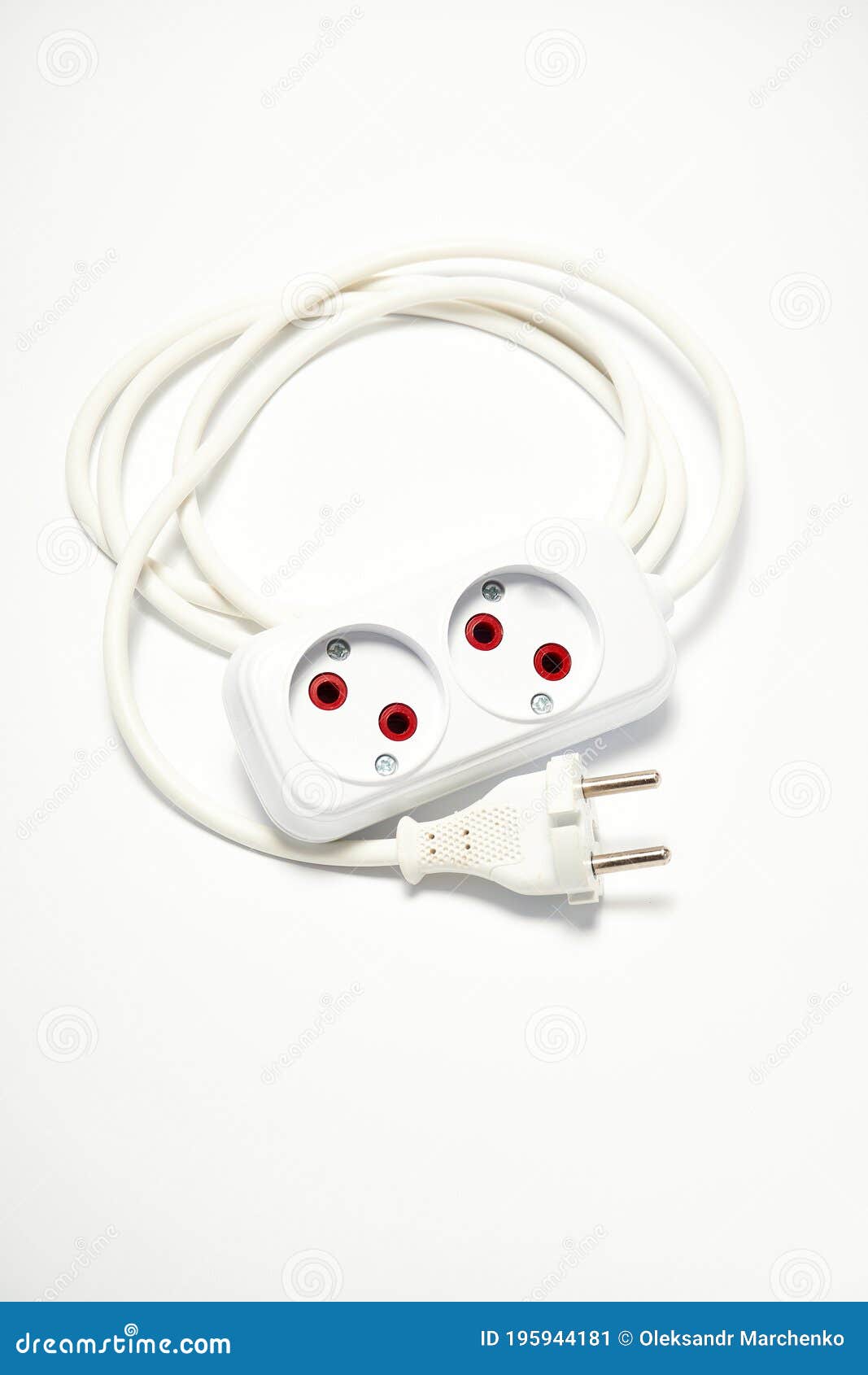 Double Power Strip on White Background. Stock Image - Image of double ...
