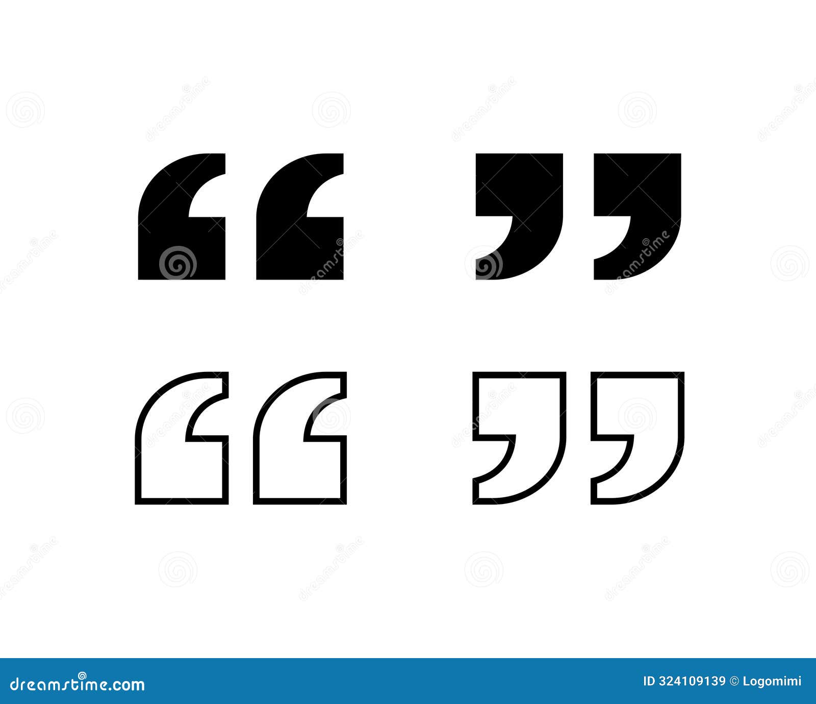 Double Quotation Marks Symbol Vector Illustration, Quote Sign Icon Set ...