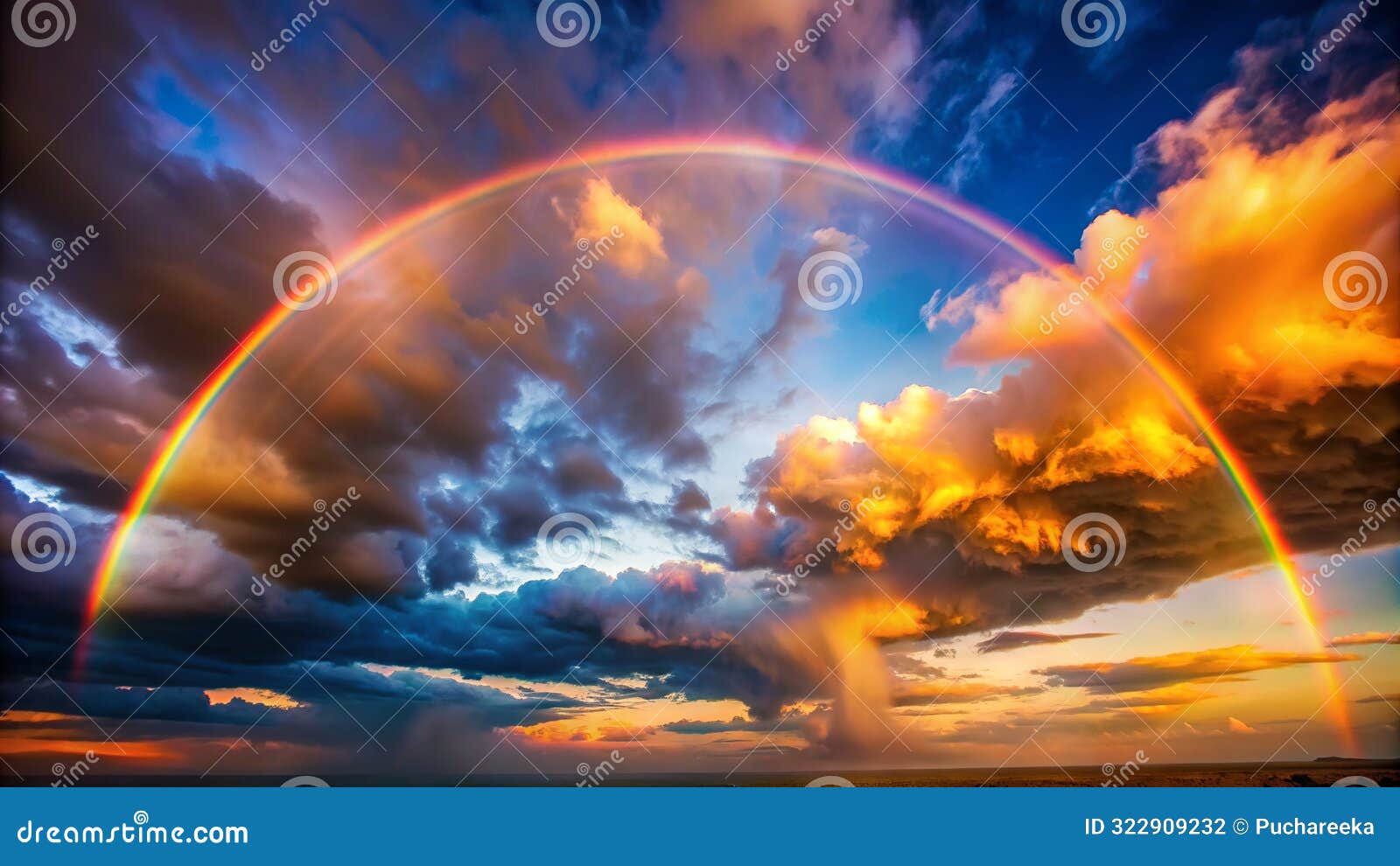 Double Rainbow and Clouds on Sky at Sunset Creative AI Stock ...