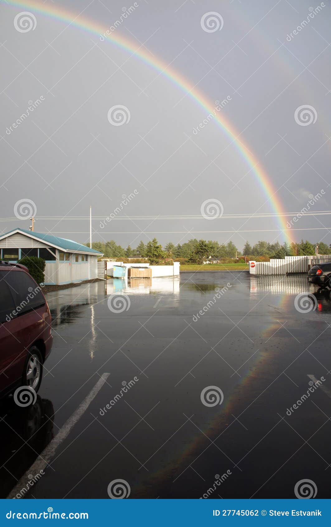 Double Rainbow and Its Reflection Stock Photo - Image of shores, rain ...