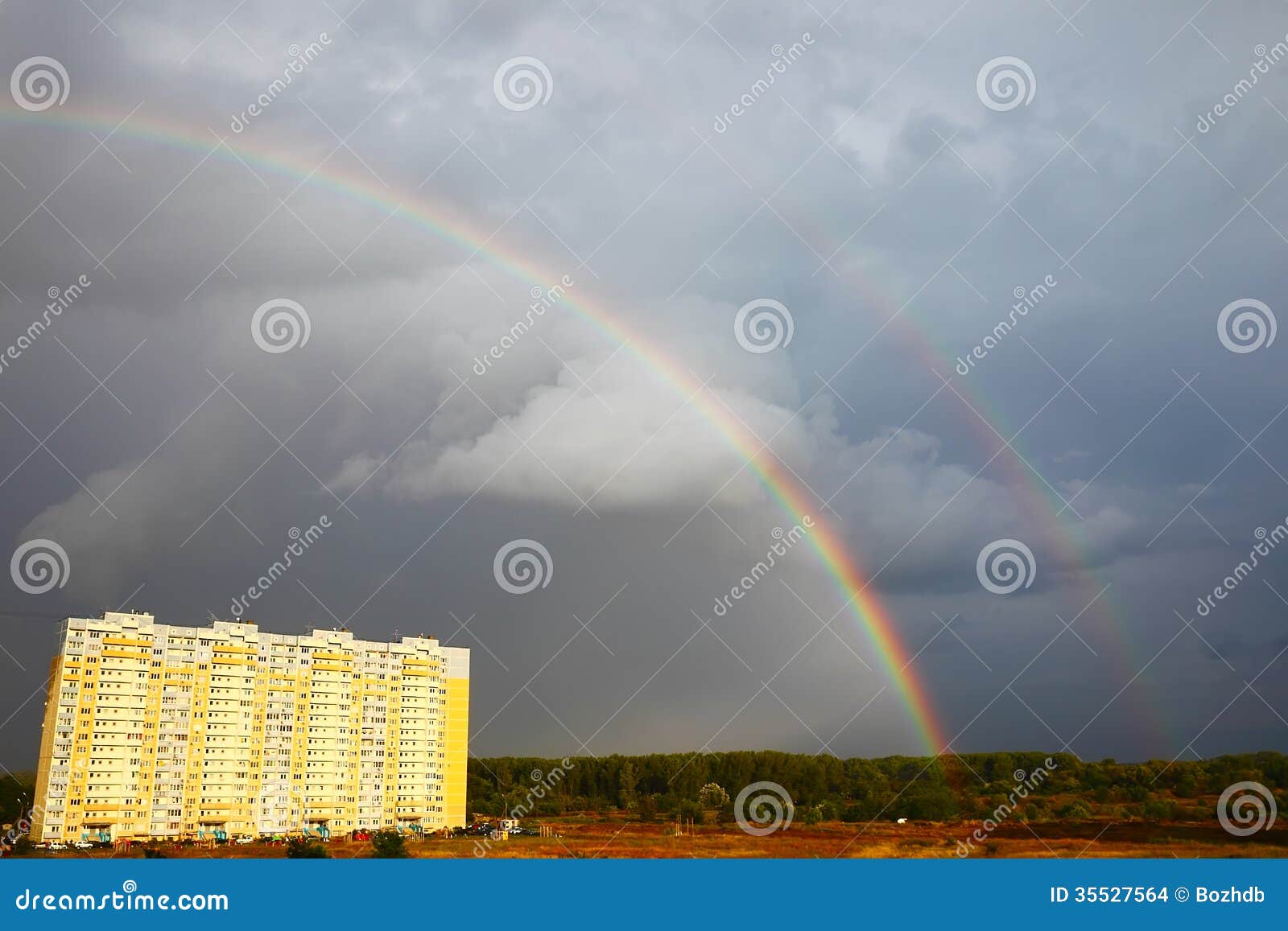 Double Rainbow Over Building Stock Photo - Image of landscape, natural ...