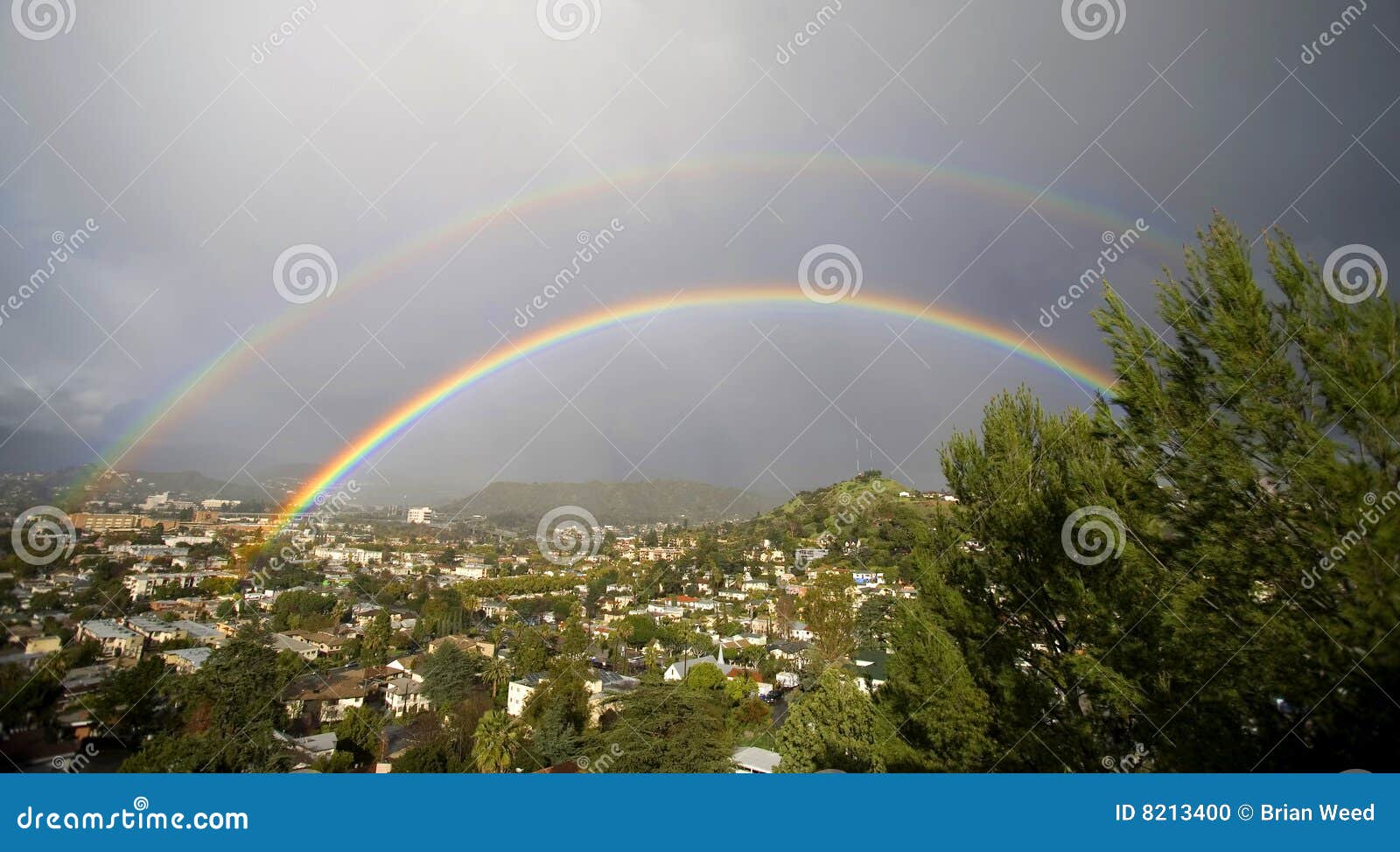 Double Rainbow Panorama stock photo. Image of colors, suburb - 8213400