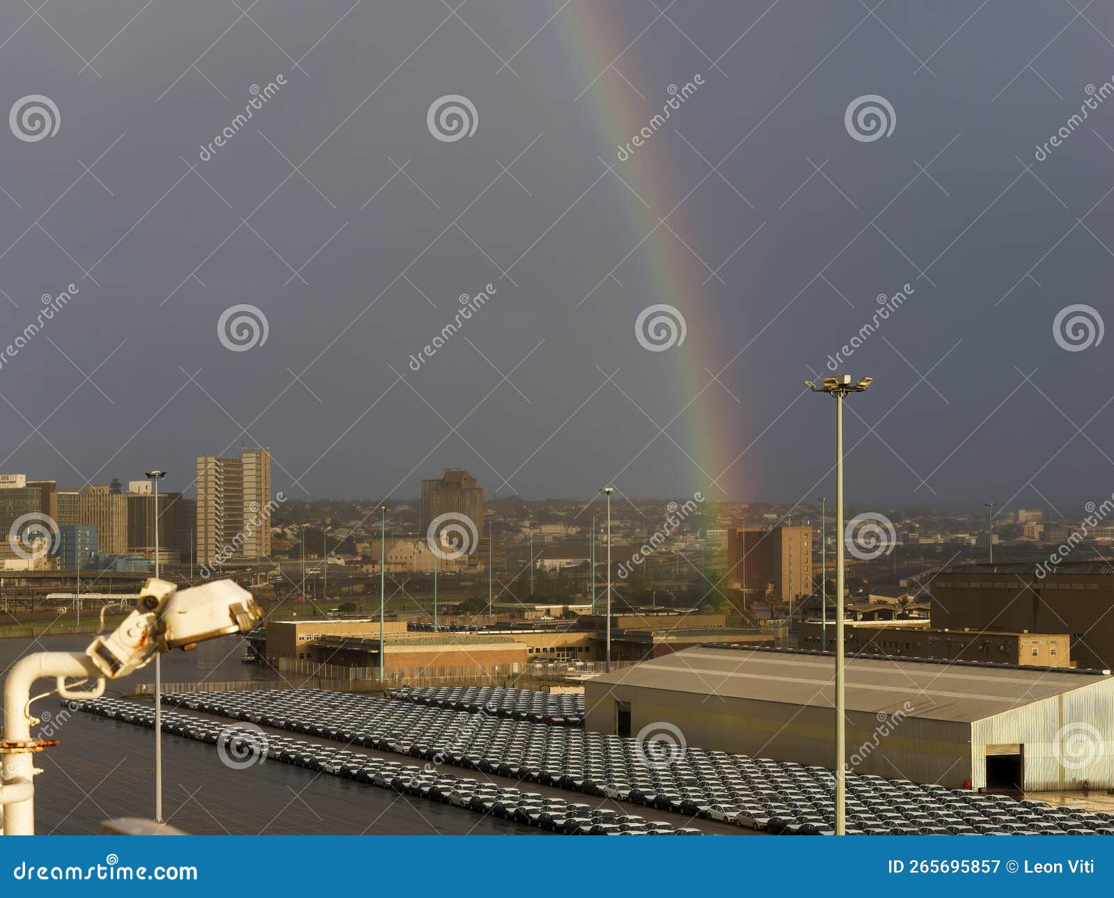 Double Rainbow in Port Elizabeth Harbour after Raining Stock Image ...
