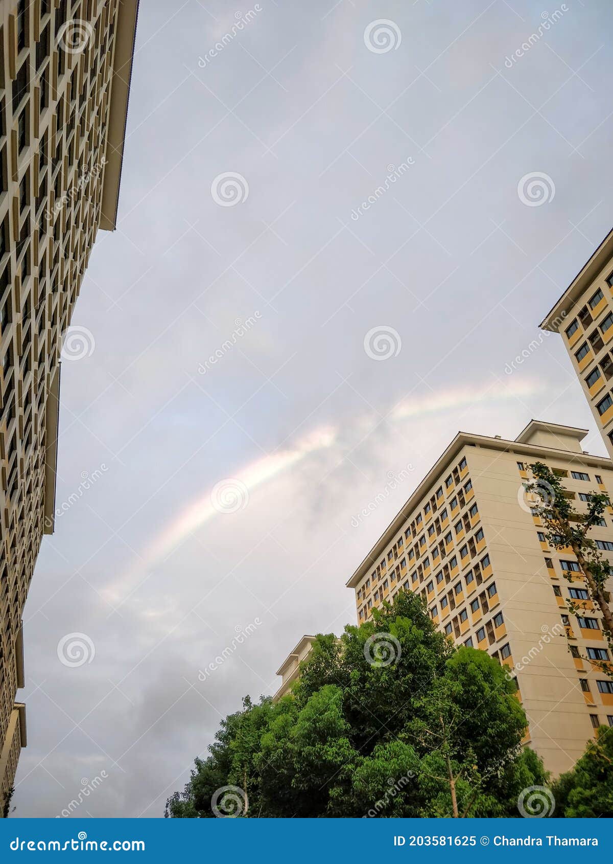 Double Rainbow after Raining at Noon Stock Image - Image of tower, city ...