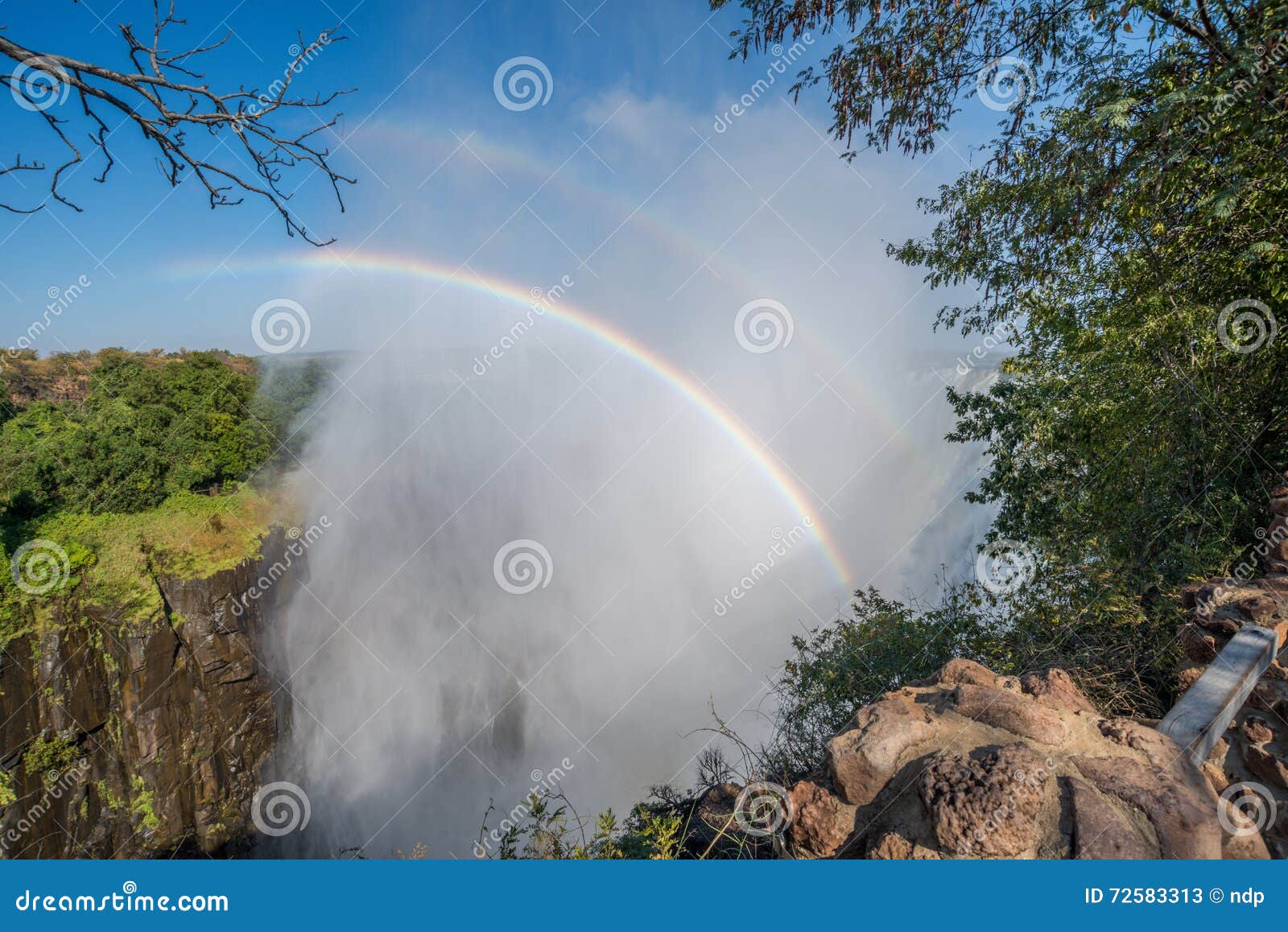 Double Rainbow in Spray at Victoria Falls Stock Image - Image of aerial ...
