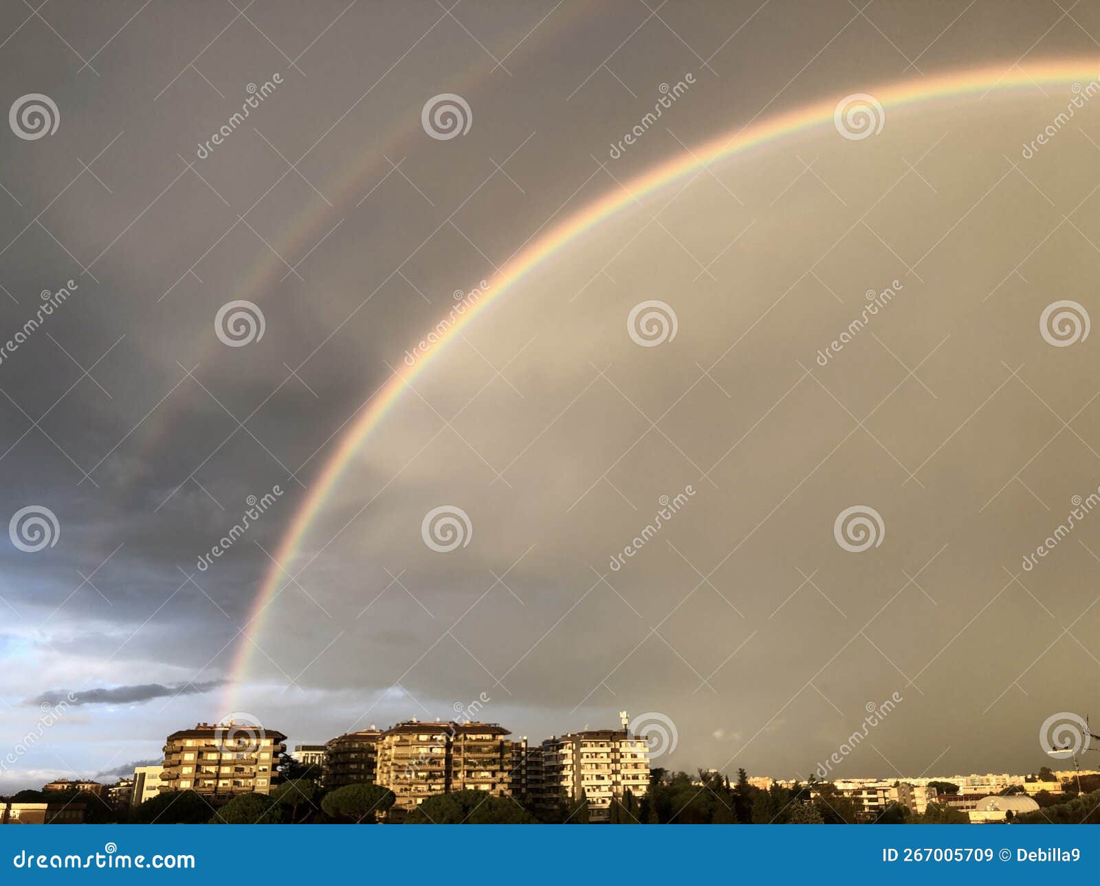 Double Rainbow after Storm Over the City of Rome Stock Image - Image of ...
