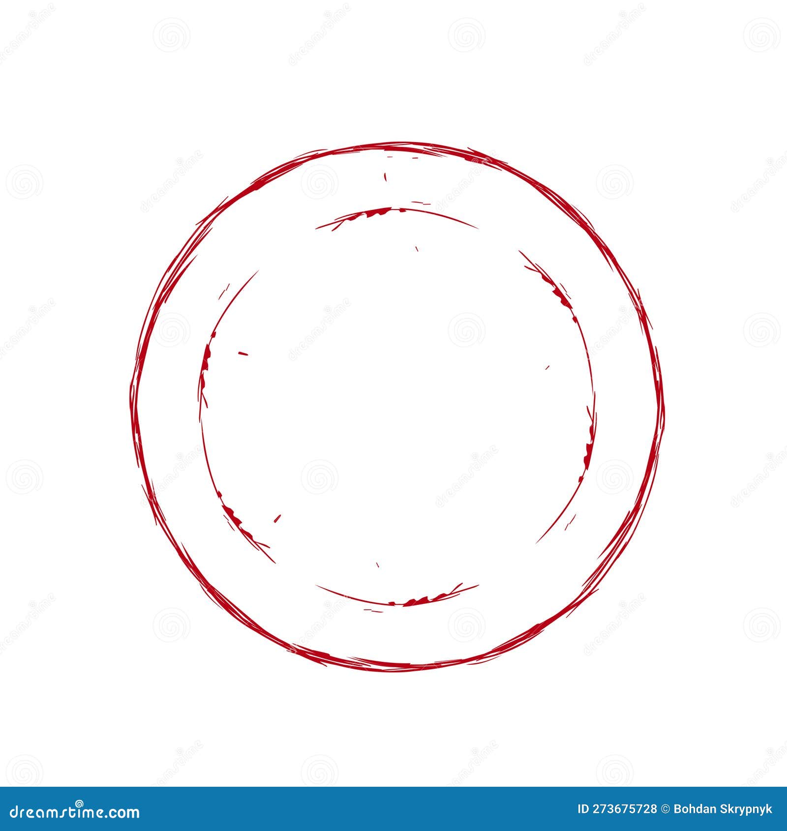Double Red Circle Hand Drawn. Round Line Drawing Sketch Stock Vector ...