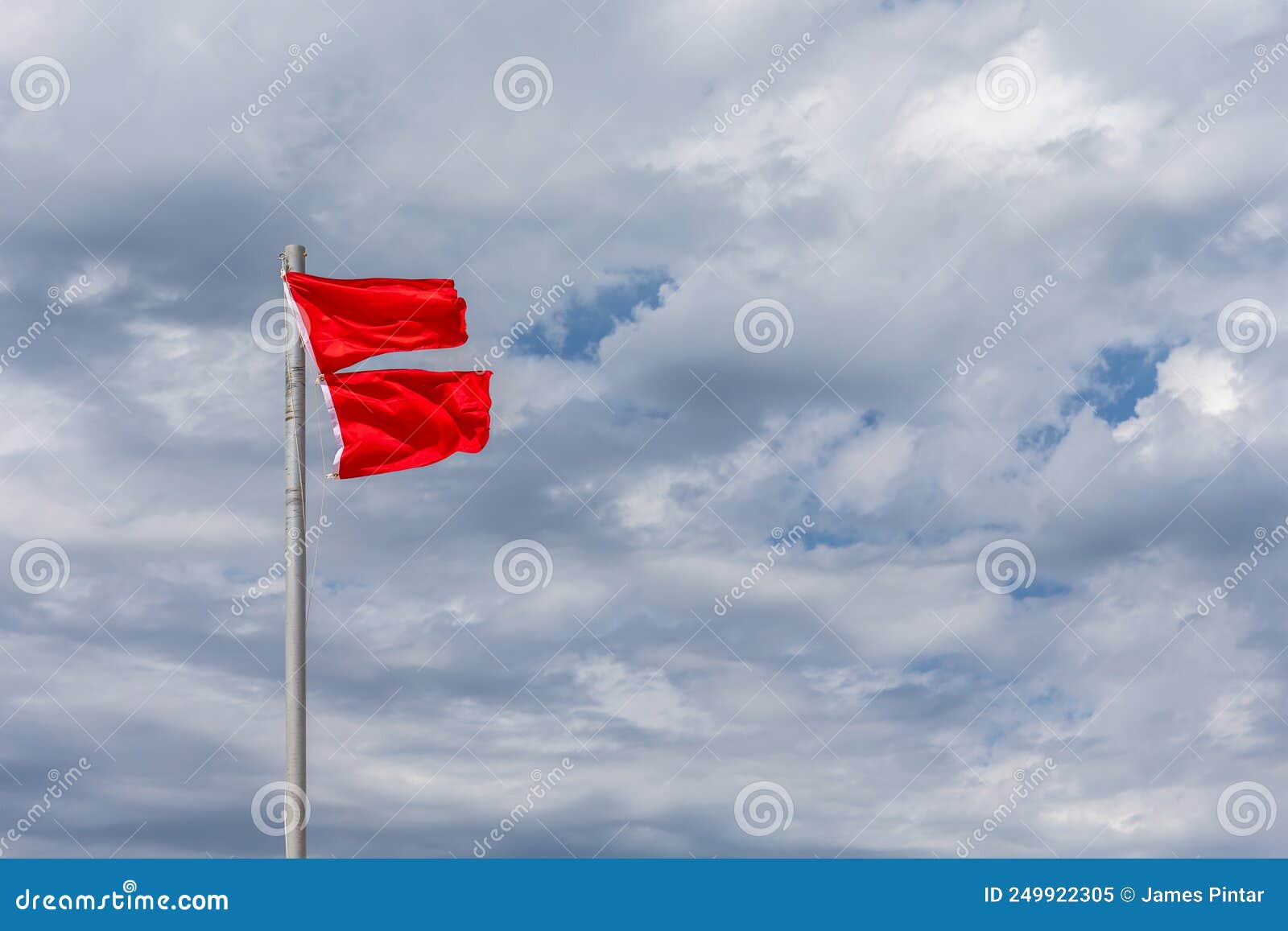 Double Red Flags Indicating Dangerous Beach Conditions Stock Image ...