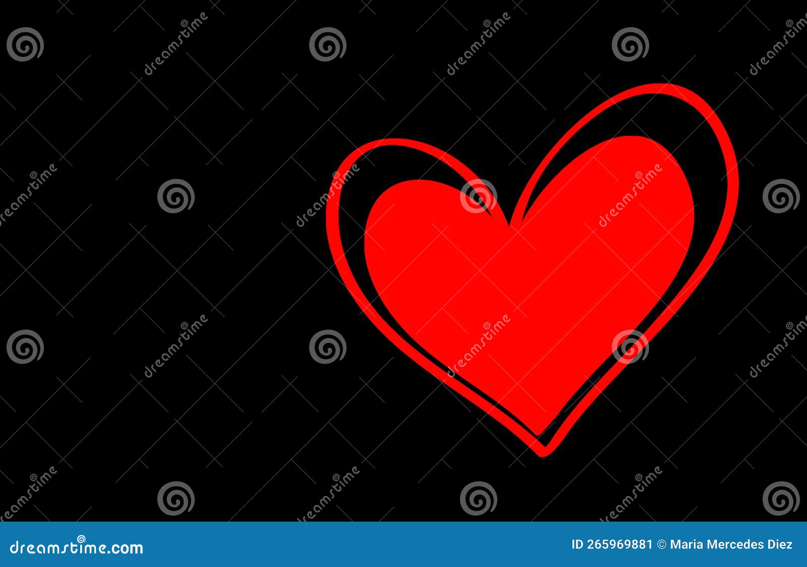 Double Red Heart with Black Background Stock Illustration ...