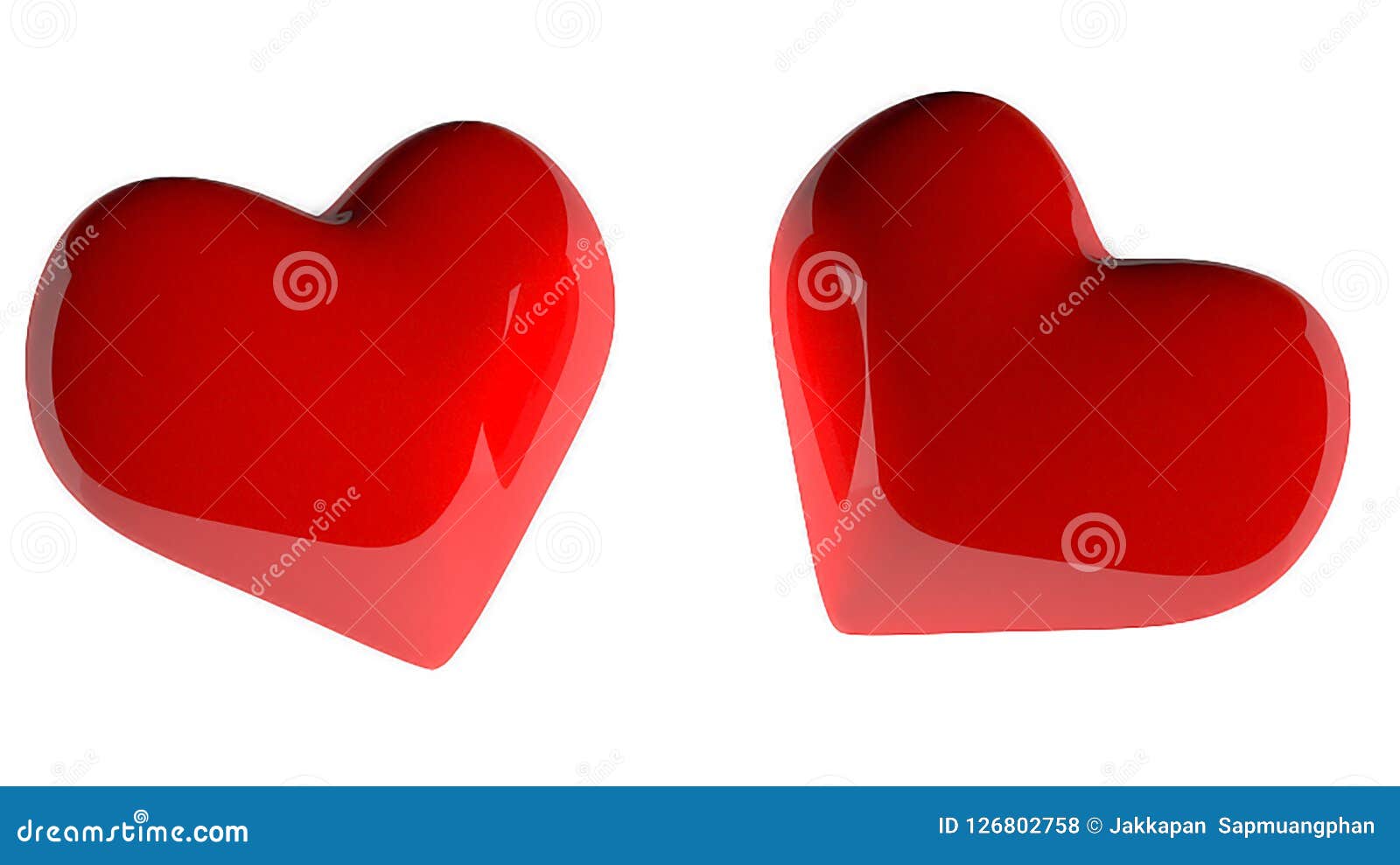 Double Red Heart Shape on White Background 3d Stock Illustration ...