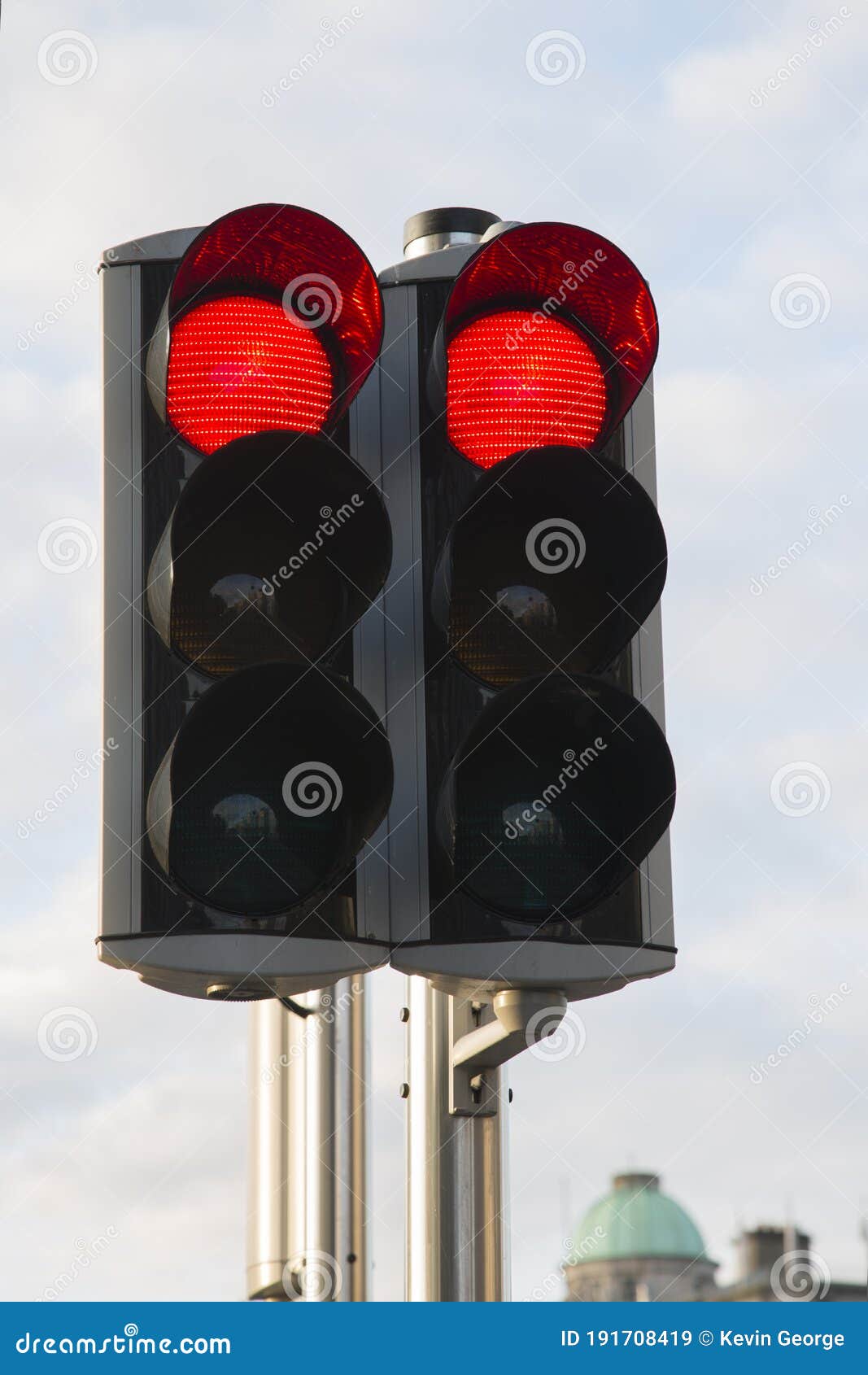 Double Red Traffic Light stock image. Image of city - 191708419
