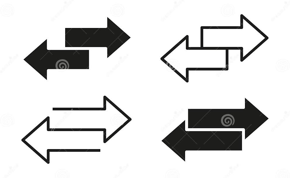 Double Reverse Arrow Set Icons, Convert Sign, Replace Icon, Return ...